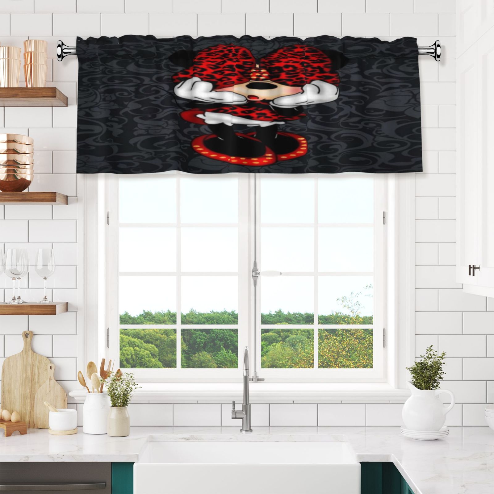 Mickey Mouse Curtain Valance for Windows 54x18 Inches Blackout Kitchen ...