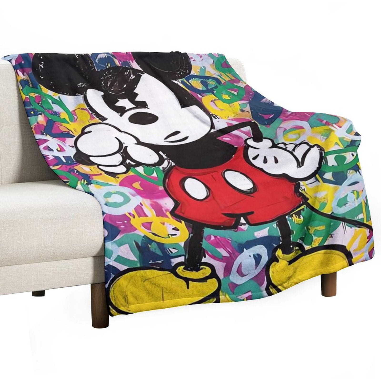 Mickey_Mouse Custom Plush Throw Blanket - Measures 30"x40" - Kids Super Soft Fleece Floral ...