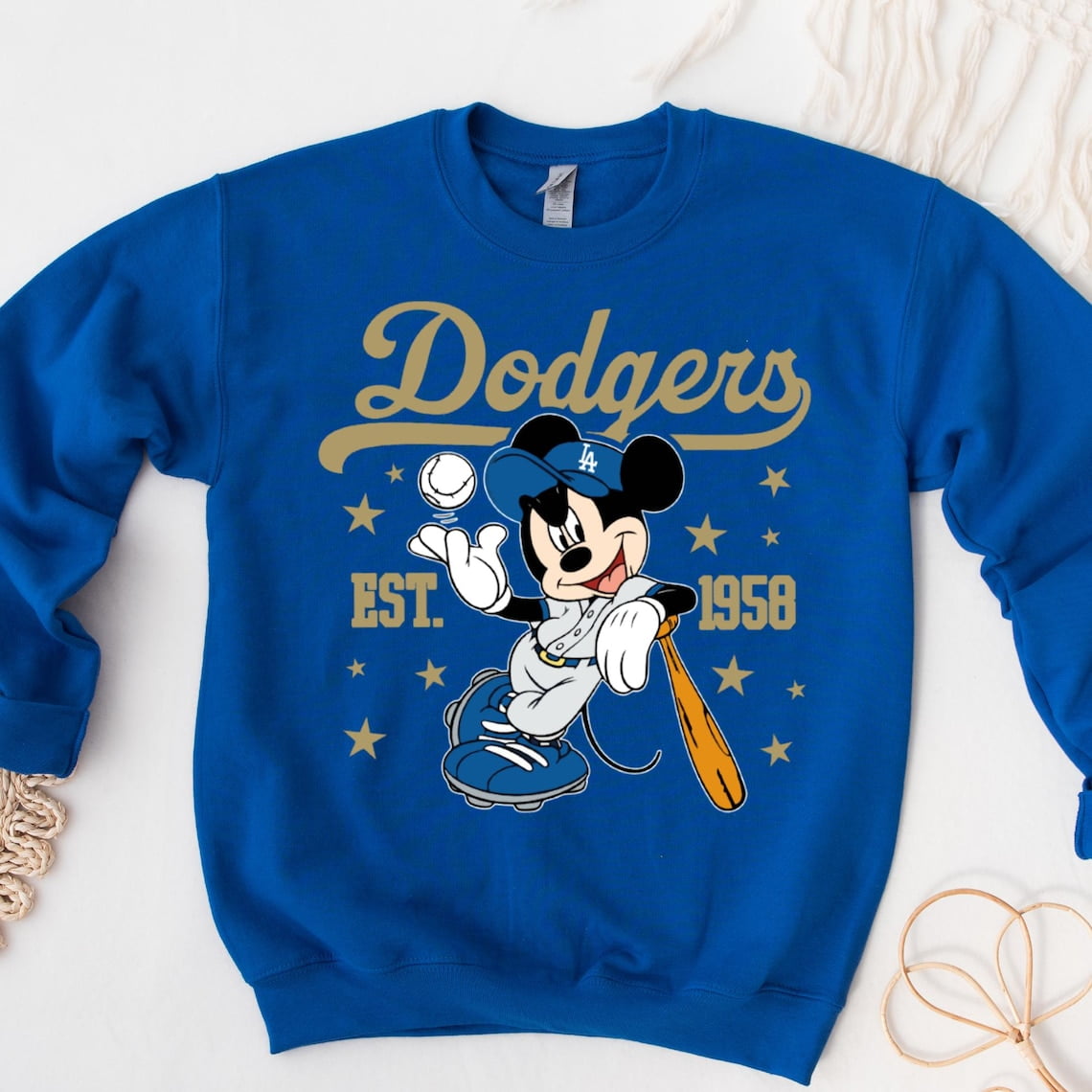 Mickey Mouse Dodgers 1958 Baseball Sweatshirt, Disney Sport Shirt,Royal ...