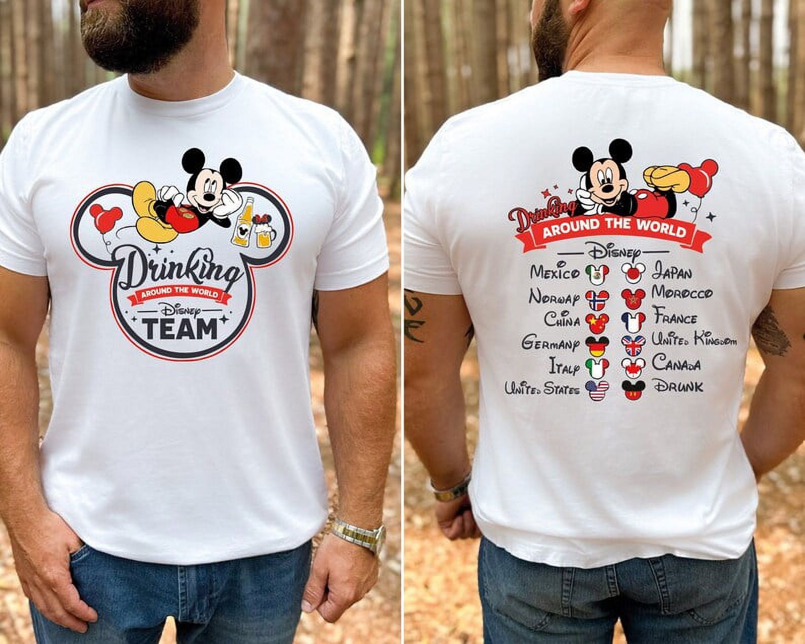 Mickey Mouse Drinking Disney Team Shirt, Epcot Drinking Around The World Tee, Disney World Food ...