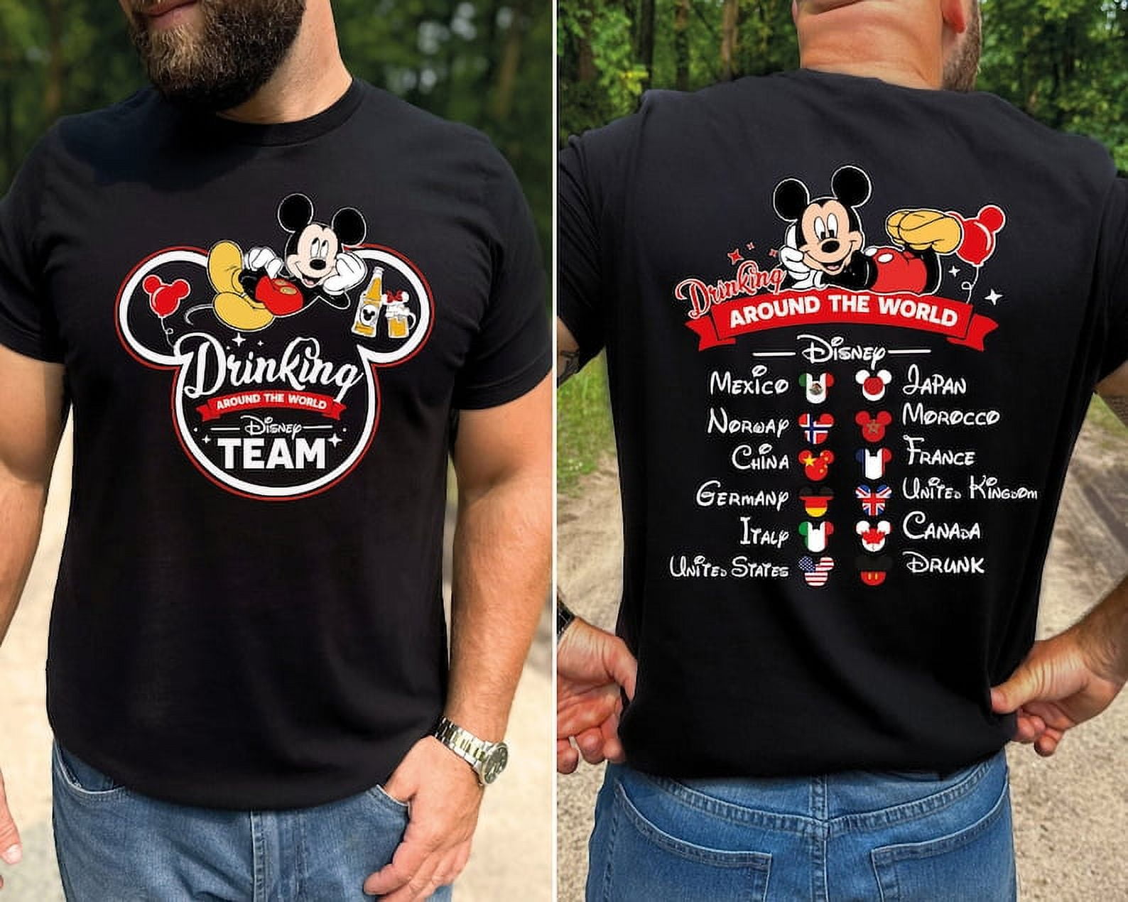 Mickey Mouse Drinking Disney Team Shirt, Epcot Drinking Around The World Tee, Disney World Food ...