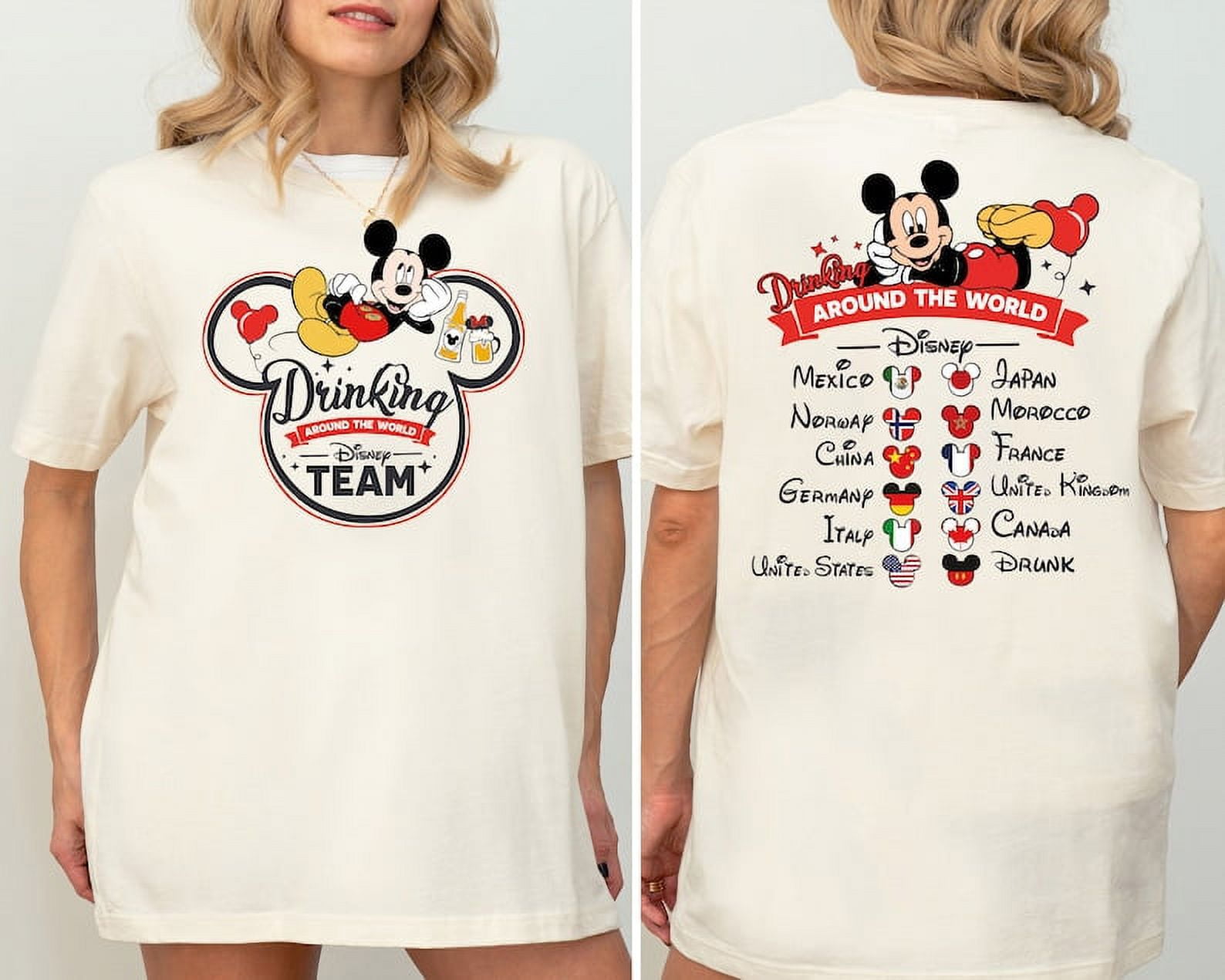 Mickey Mouse Drinking Disney Team Shirt, Epcot Drinking Around The ...