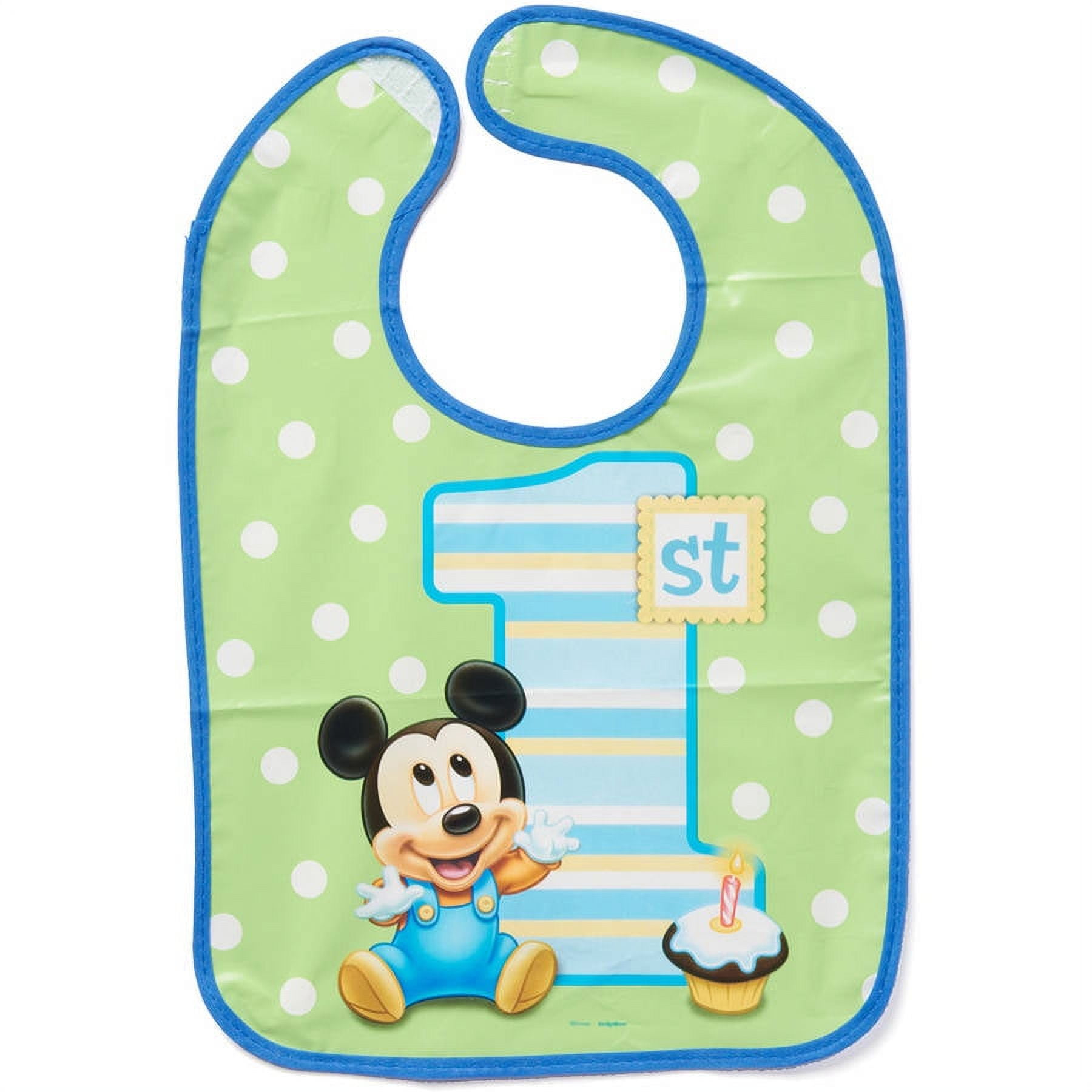 Mickey Mouse First Birthday Party Vinyl Baby Bib, 14" x 10" - Walmart.com