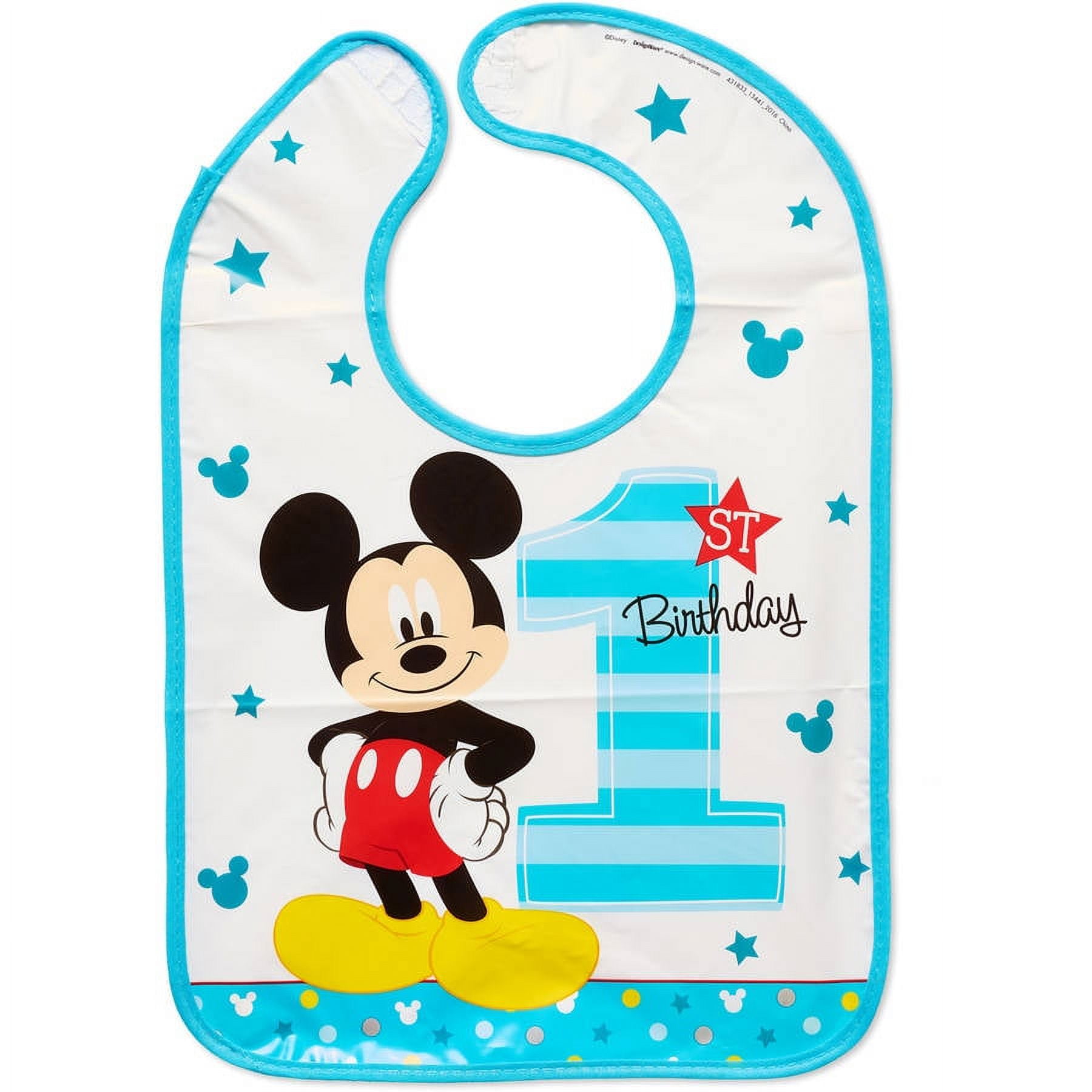 Mickey Mouse First Birthday Vinyl Baby Bib, 14.5" x 10" - Walmart.com