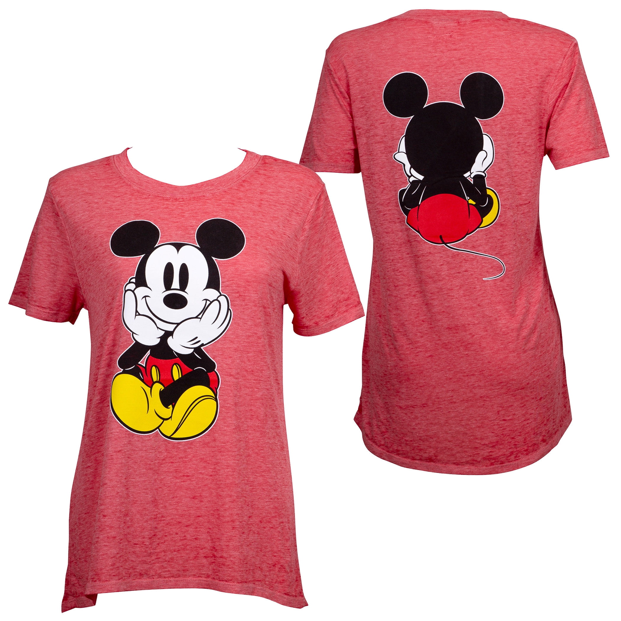 Mickey Mouse Front and Back Juniors Fitted Red T-Shirt-XLarge - Walmart.com