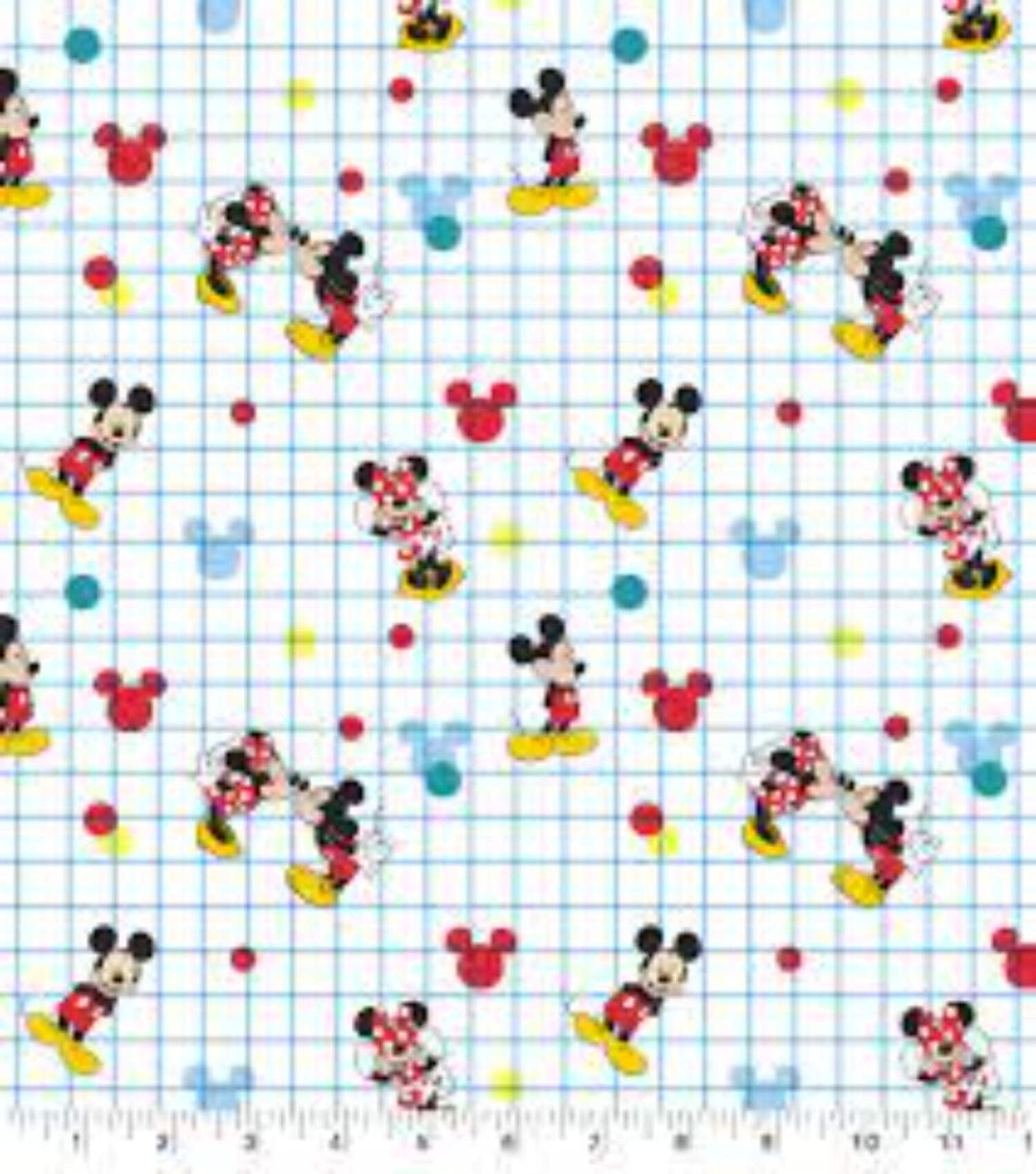 Mickey Mouse Grid Blue Cotton Fabric - Walmart.com