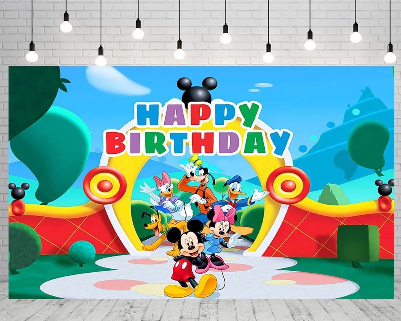 Happy Birthday Mickey Anime Cartoon Theme Backdrops Banner Birthday ...