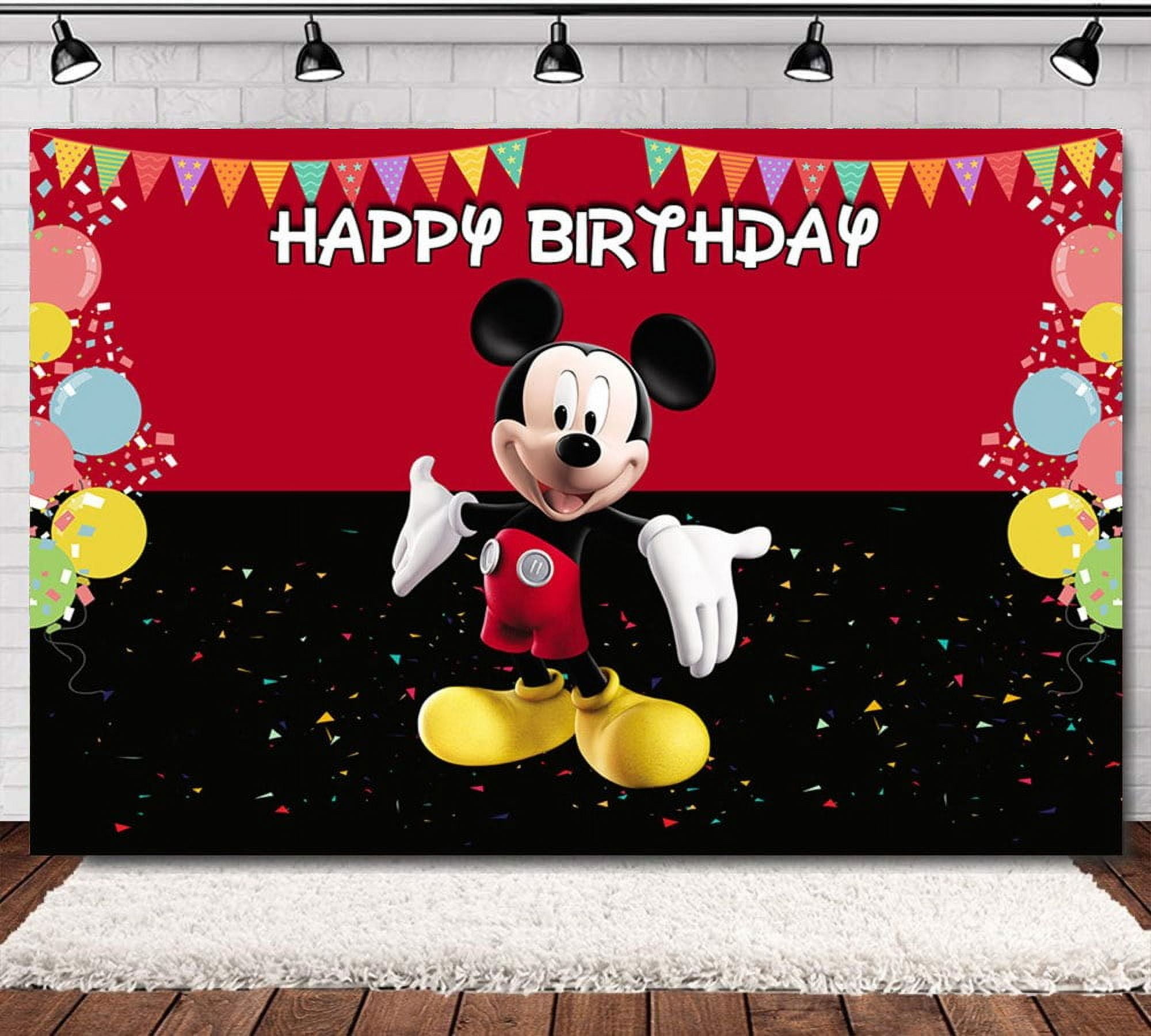 Mickey Mouse Happy Birthday Anime Cartoon Theme Backdrops Banner ...