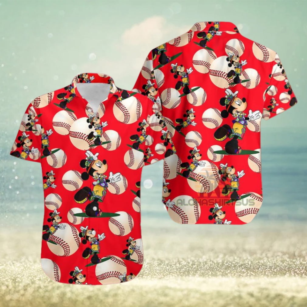 Mickey Mouse Hula White Baseball Red Youth Hawaiian Shirts - Walmart.com