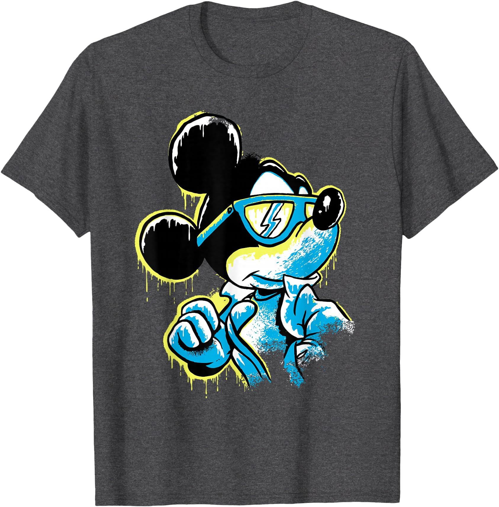 Mickey Mouse Icy Cool Paint Drip DTG Print Unisex T-Shirt,Dark Heather ...