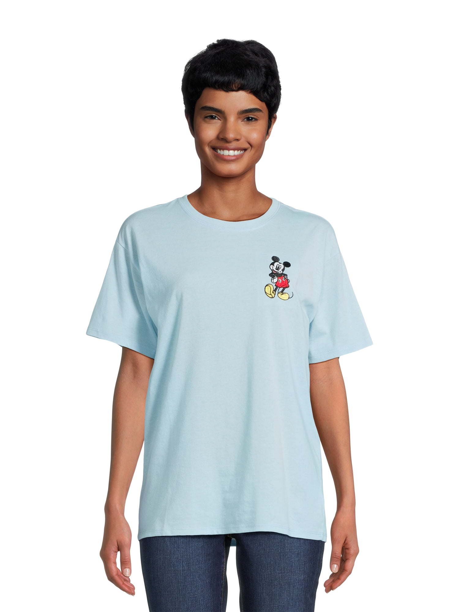 Mickey Mouse Juniors’ Front and Back Graphic Tee with Short Sleeves ...