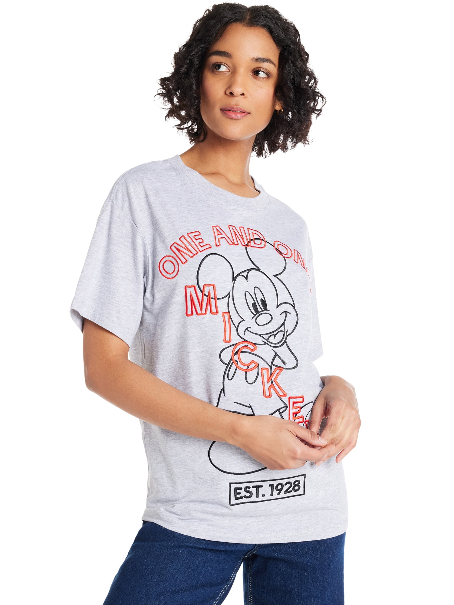 Disney Mickey Mouse Juniors Graphic Tee - Accents - XS-3XL - Walmart.com