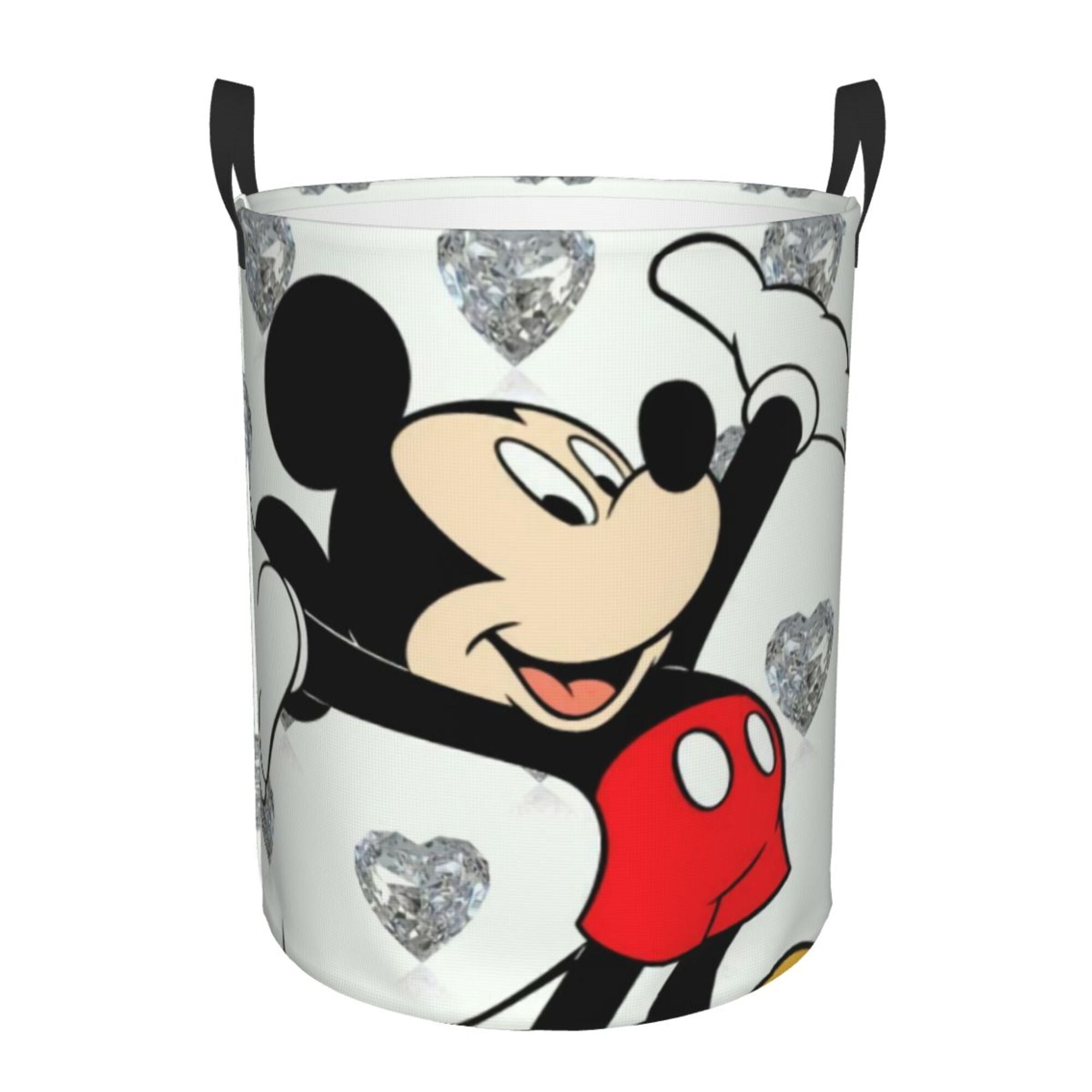 Mickey Mouse Laundry Hamper, Waterproof Collapsible Circular Storage Basket with Handle, Dirty ...