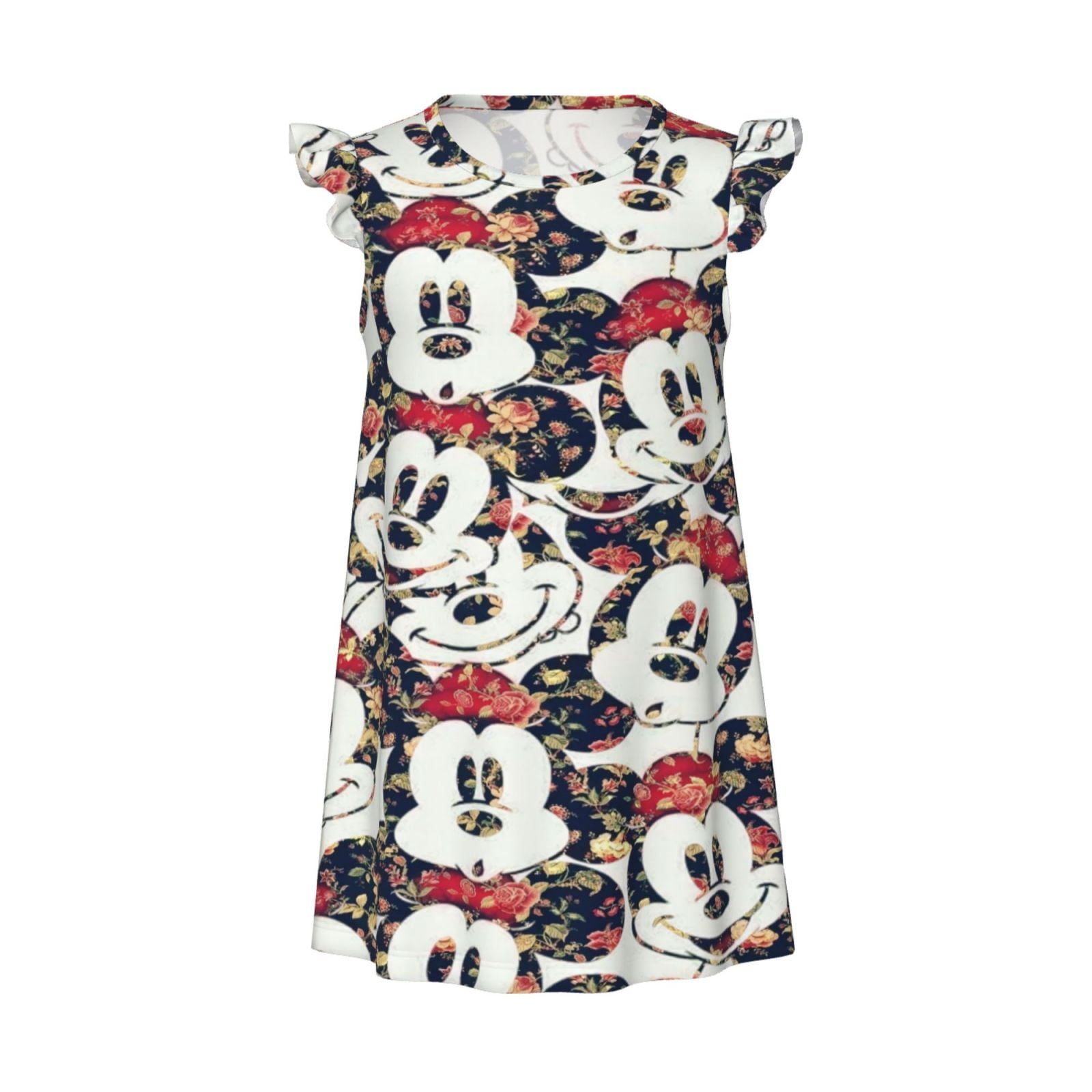 Mickey Mouse Little Girls Nightgowns Soft Flutter Sleeve Night Dress ...