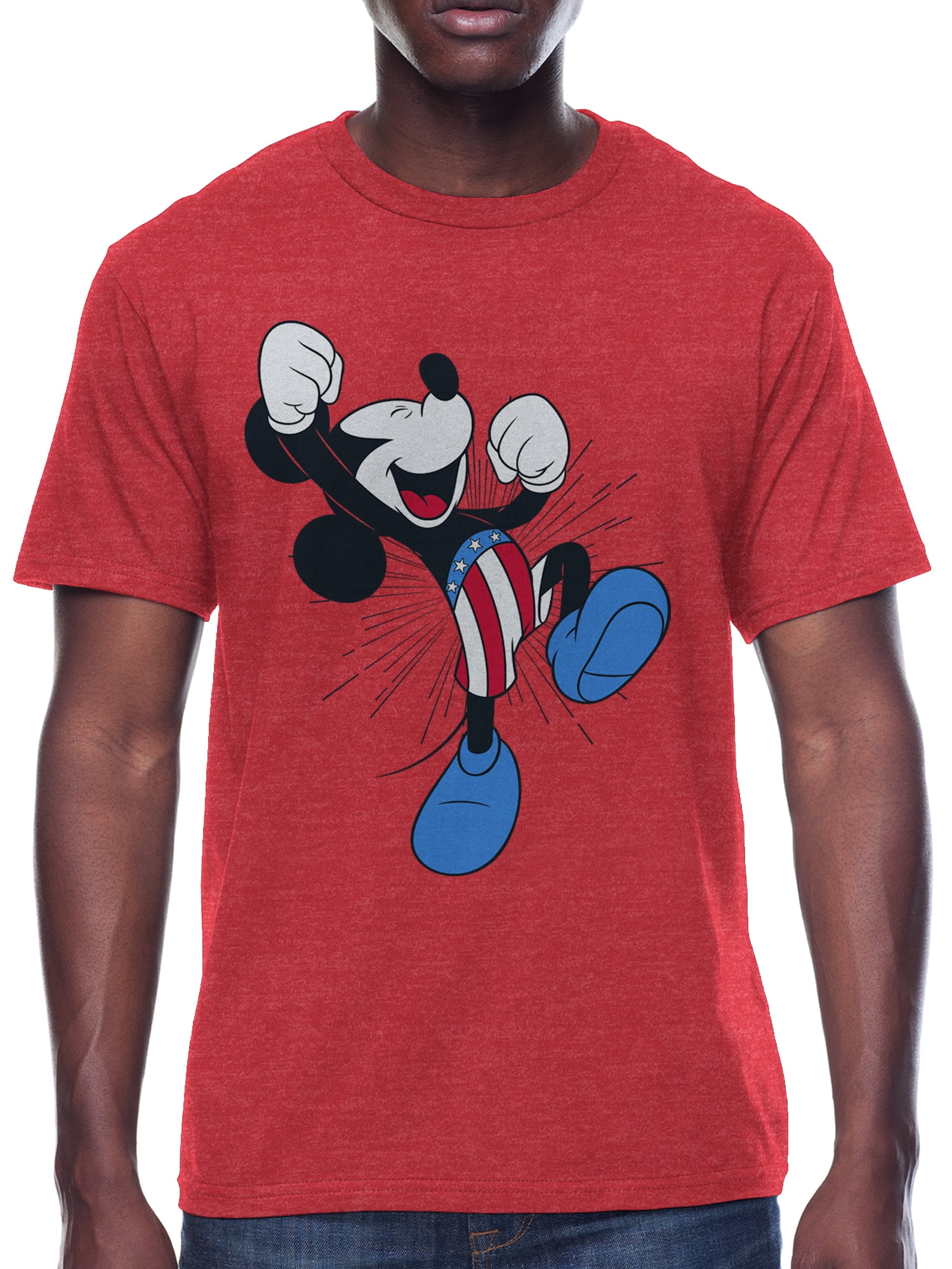 Mickey Mouse, Men's & Big Men's Graphic Tee Shirt, Patriotic Americana ...