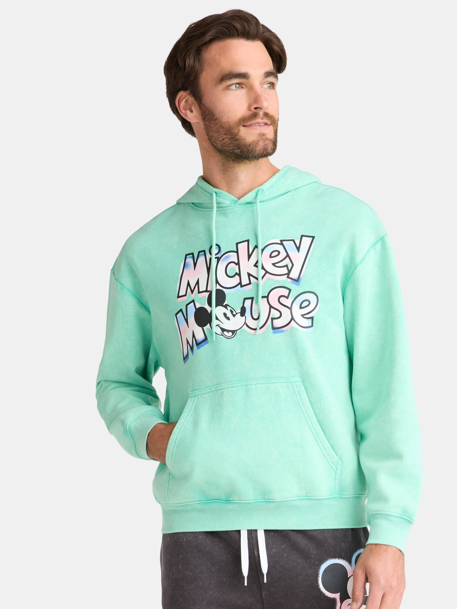 Mickey Mouse Men's and Big Men's Logo Graphic Hoodie Sweatshirt, Sizes ...