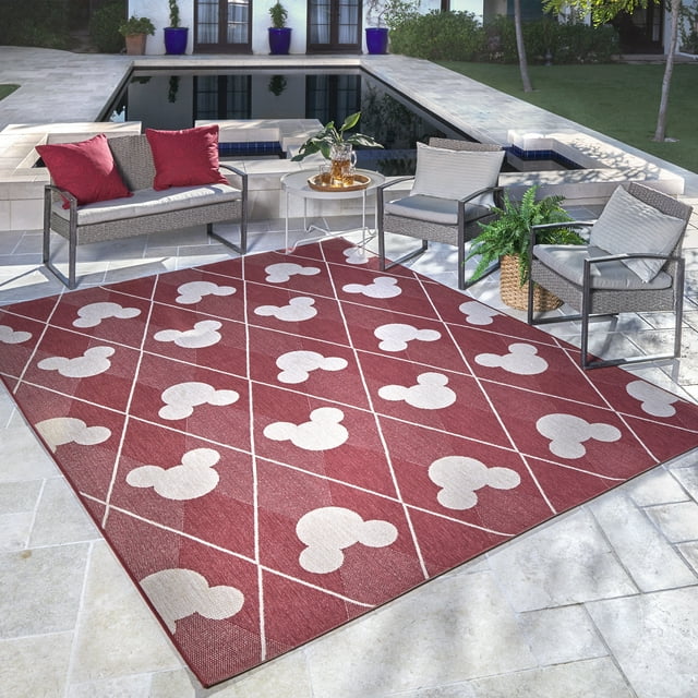 Mickey Mouse Outdoor Rug Argyle Red Grain - Walmart.com