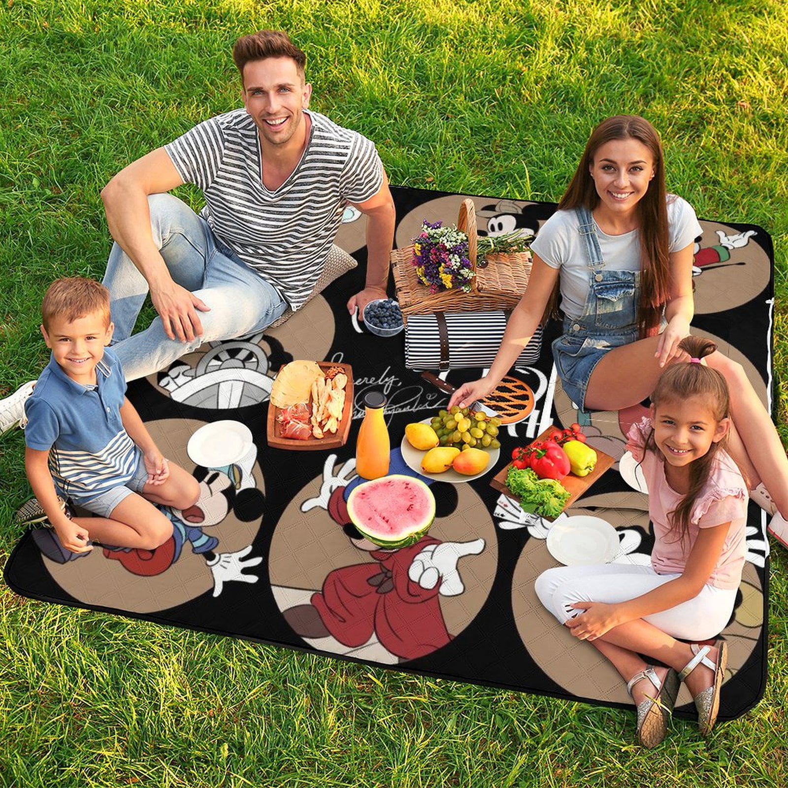 Mickey Mouse Picnic Blanket Outdoor Extra Large Picnic Mat 59"X59 ...