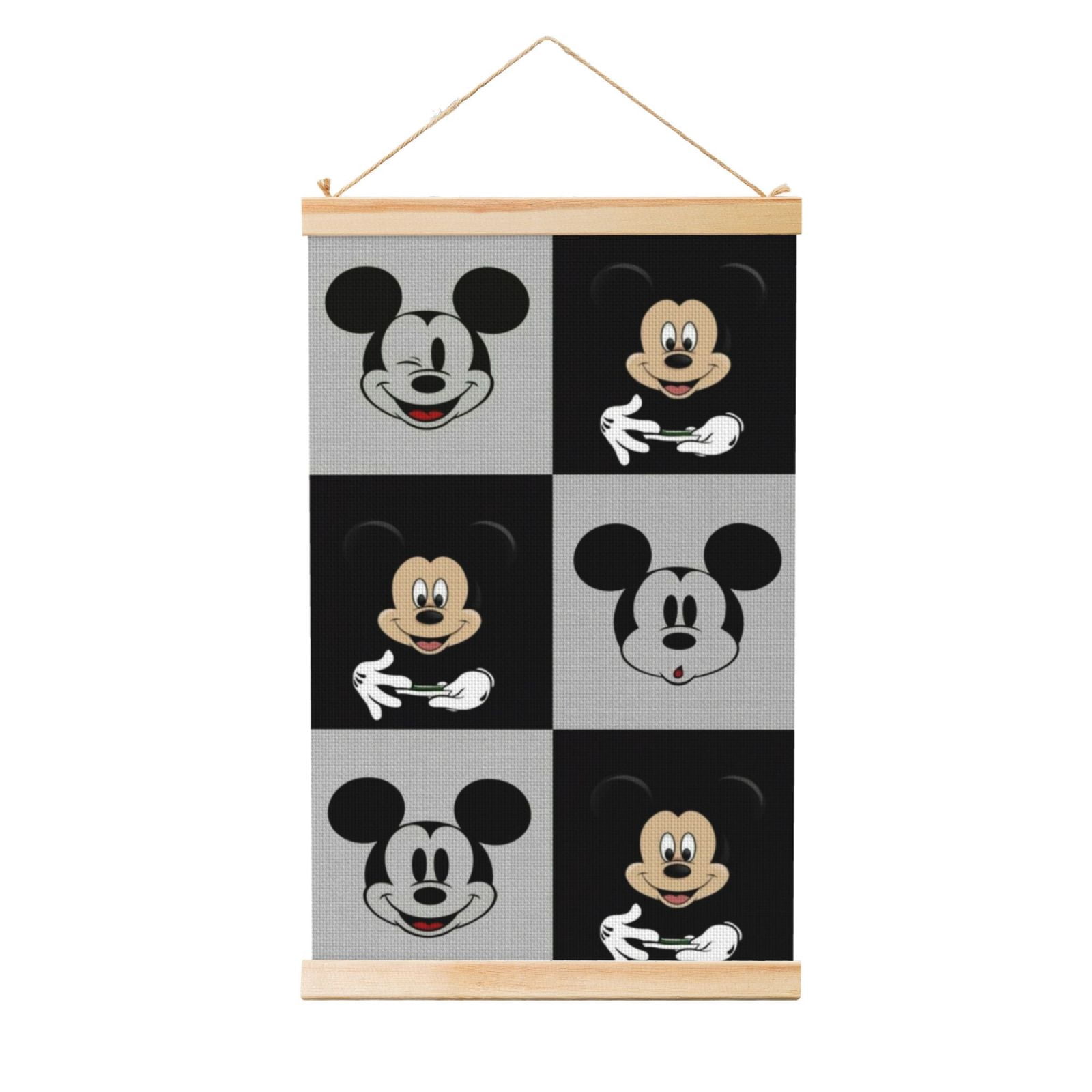 Mickey Mouse Poster Aesthetic Canvas Wooden Shaft Wall Art Hanging ...