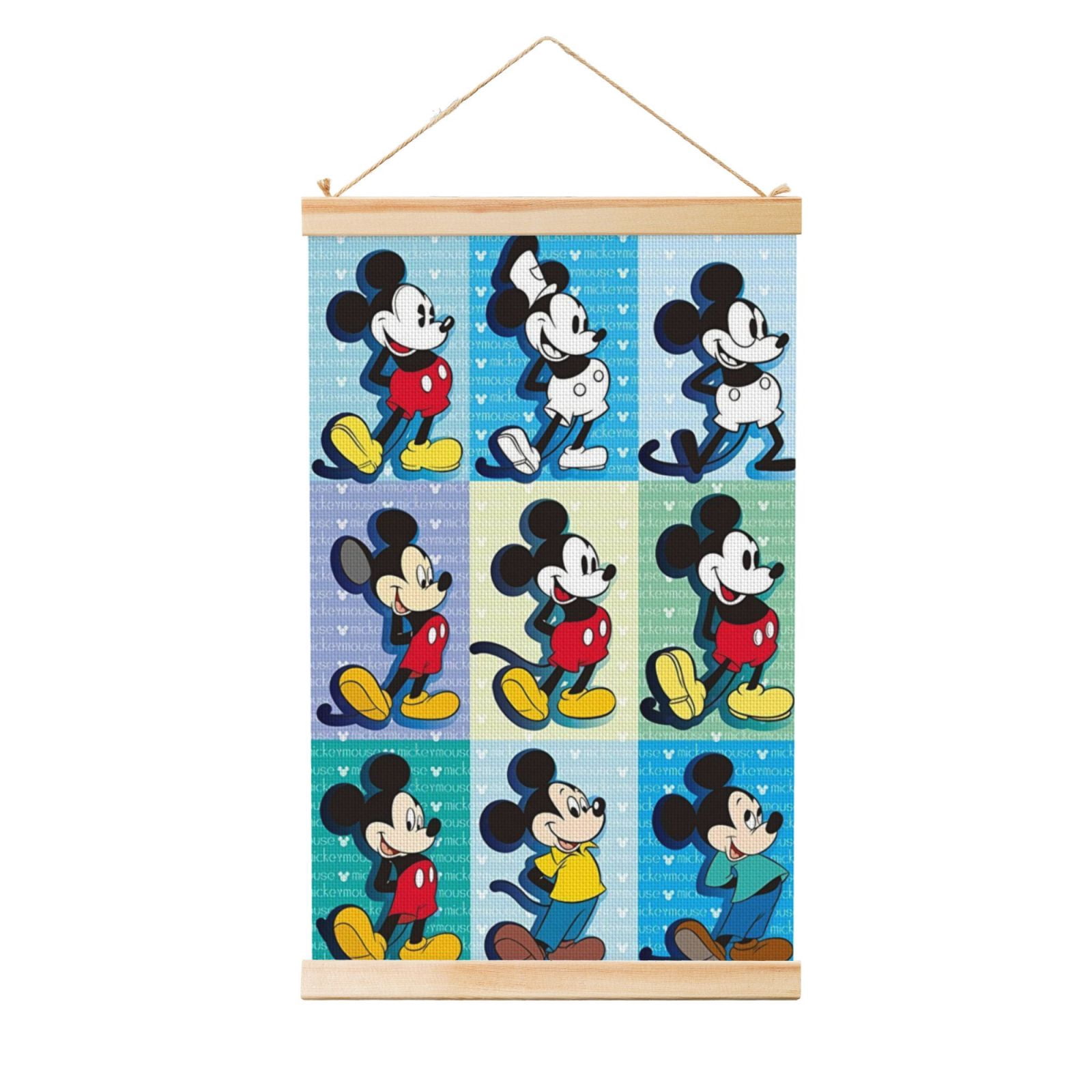 Mickey Mouse Poster Aesthetic Canvas Wooden Shaft Wall Art Hanging ...