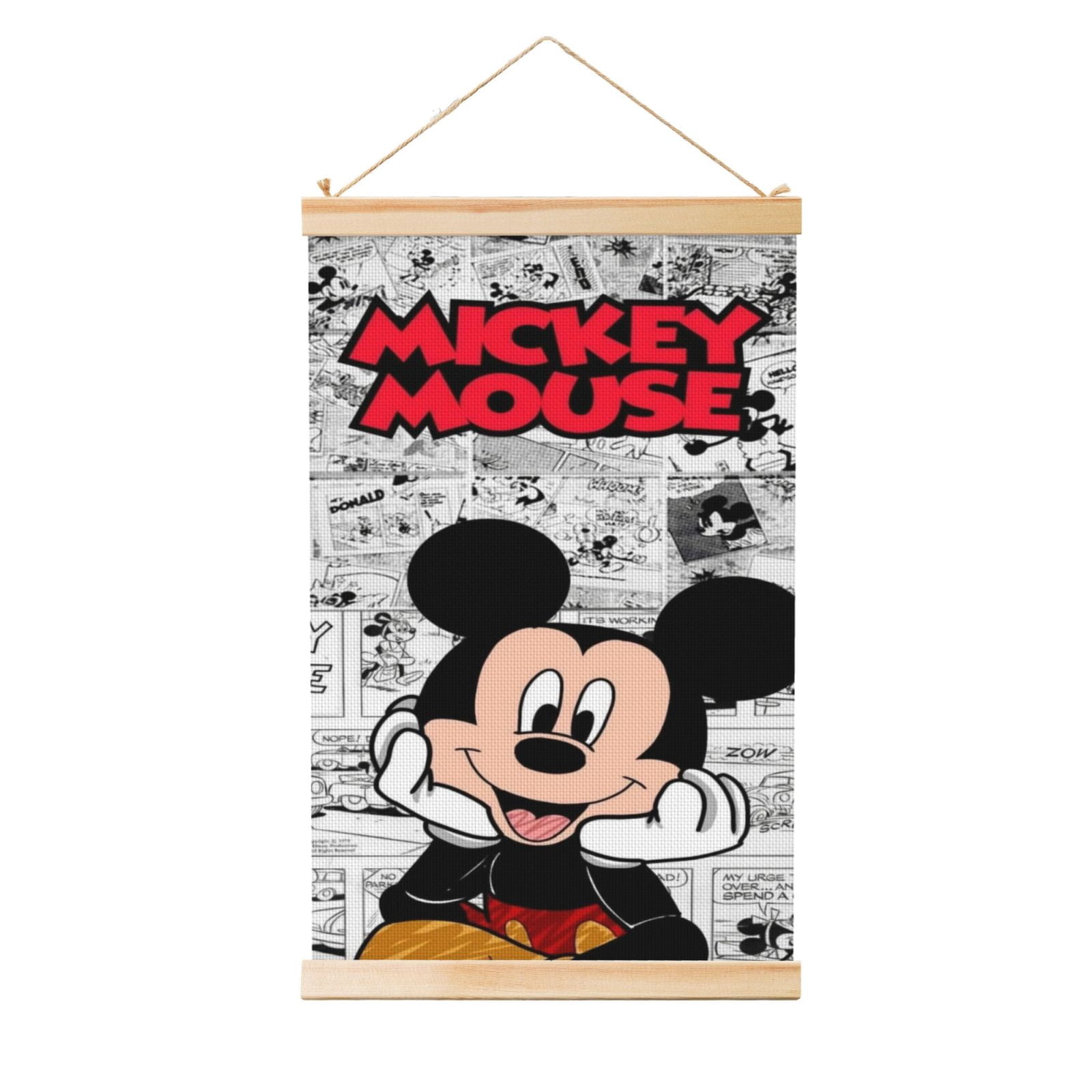Mickey Mouse Poster Aesthetic Canvas Wooden Shaft Wall Art Hanging ...