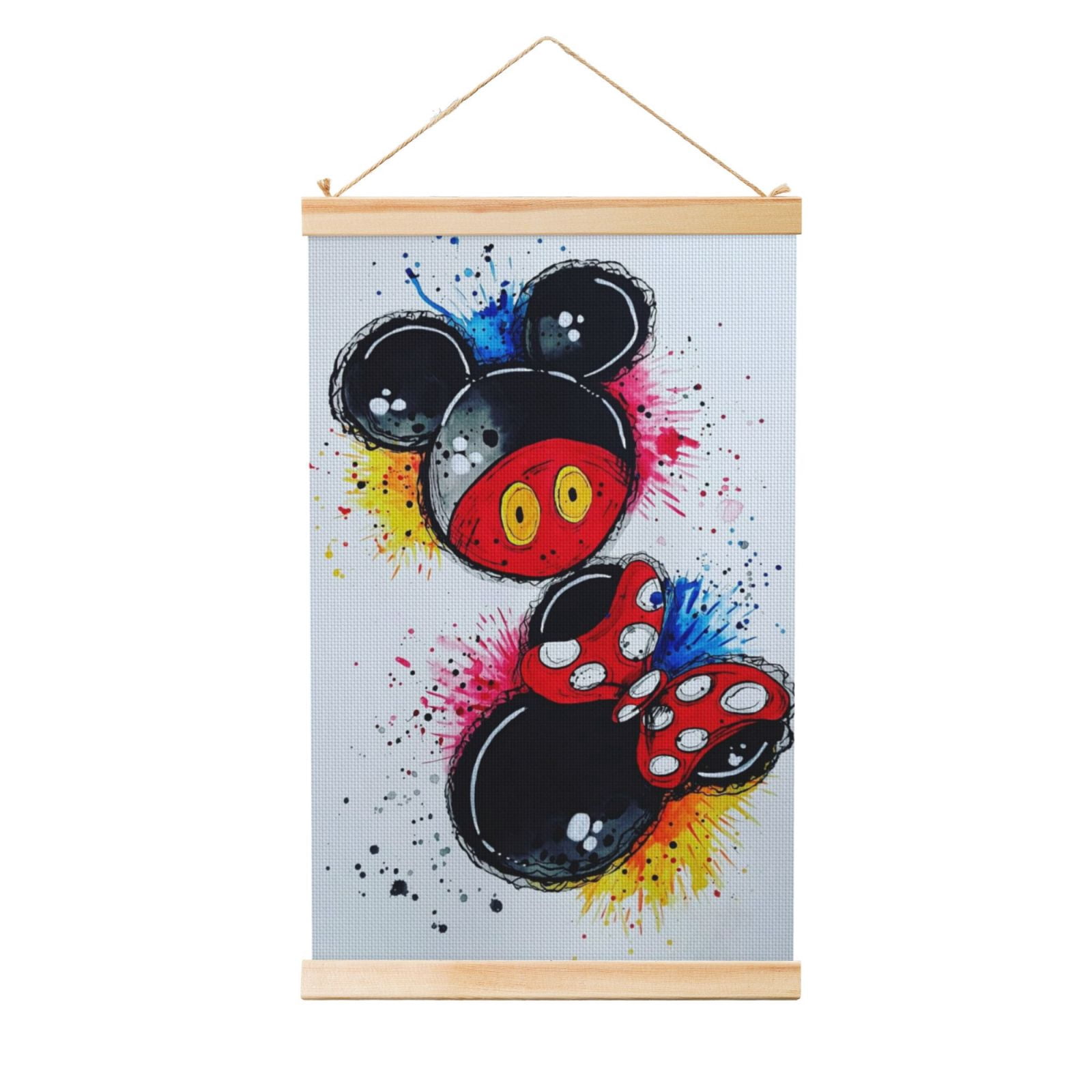 Mickey Mouse Poster Aesthetic Canvas Wooden Shaft Wall Art Hanging ...