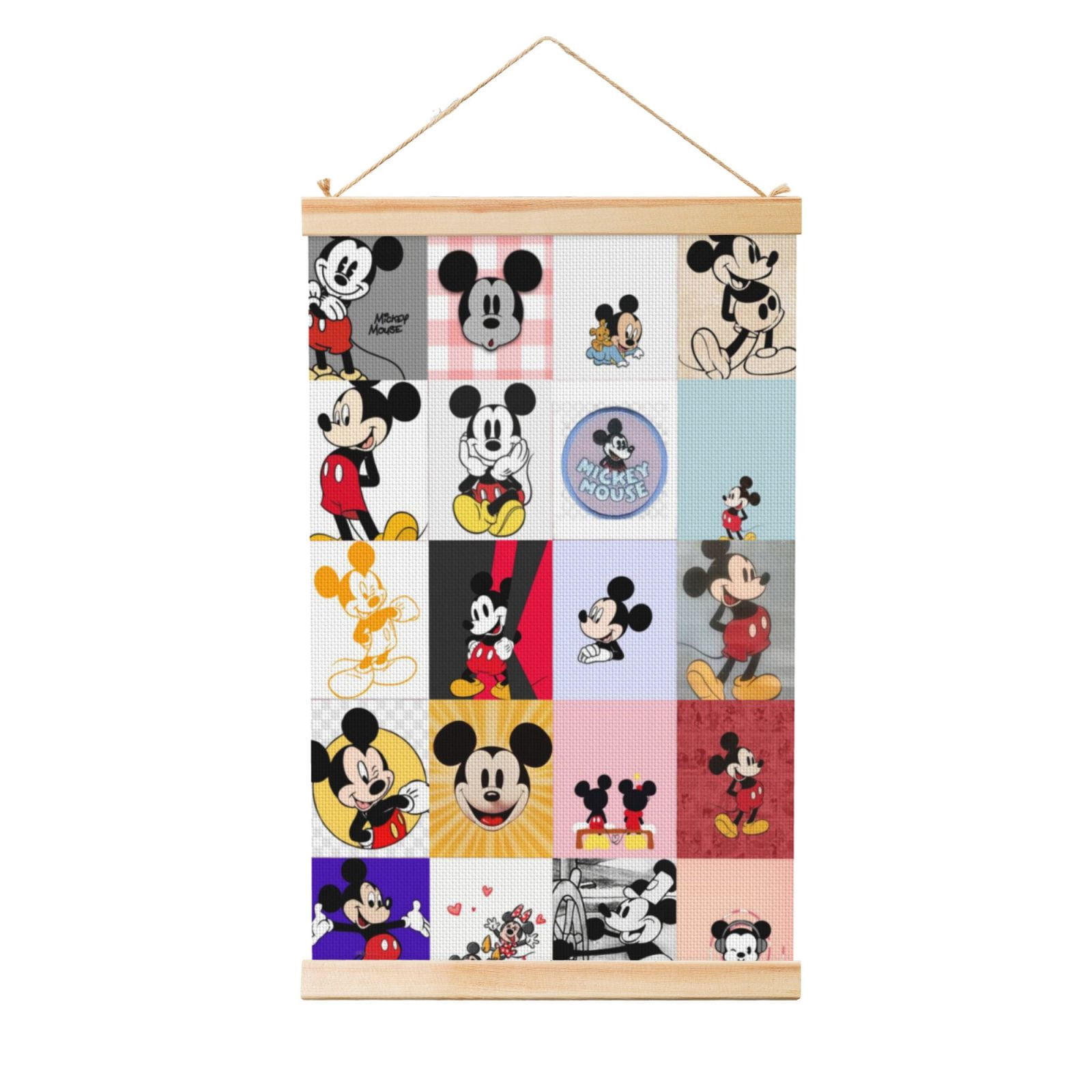 Mickey Mouse Poster Aesthetic Canvas Wooden Shaft Wall Art Hanging ...