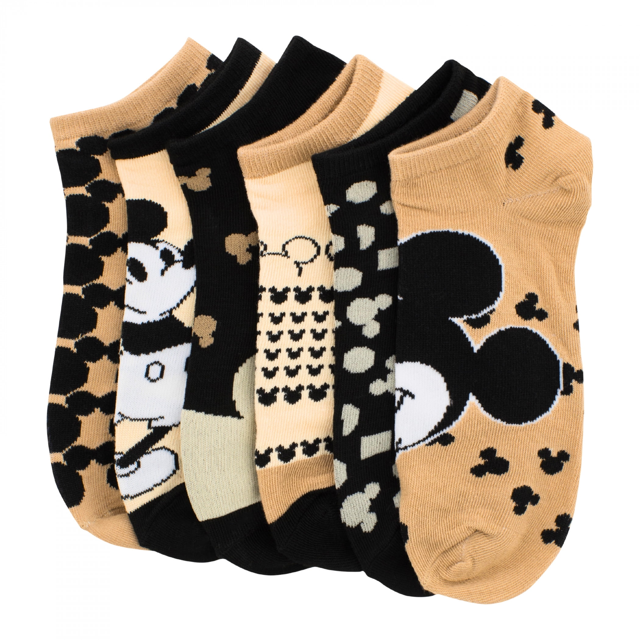 Mickey Mouse 891677 Sepia Womens Ankle Socks - 6 Pair - Walmart.com