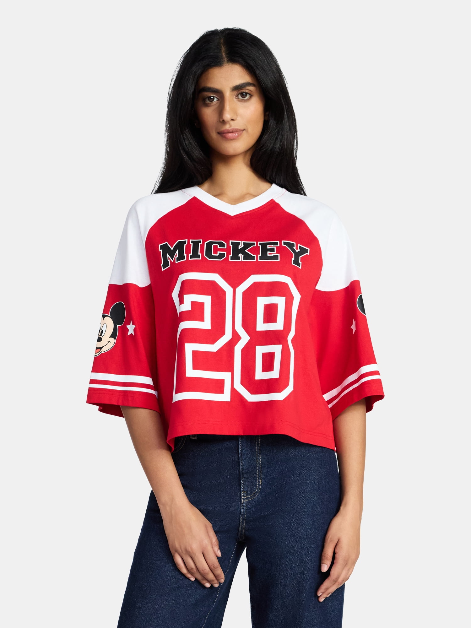 Mickey Mouse Women's Short Sleeve Varsity Graphic Tee, Sizes XXS-XXL ...