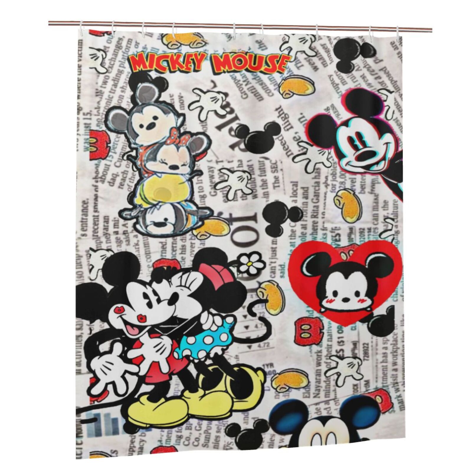 Mickey Mouse Shower Curtain Funny Washable Waterproof Fabric Cartoon ...