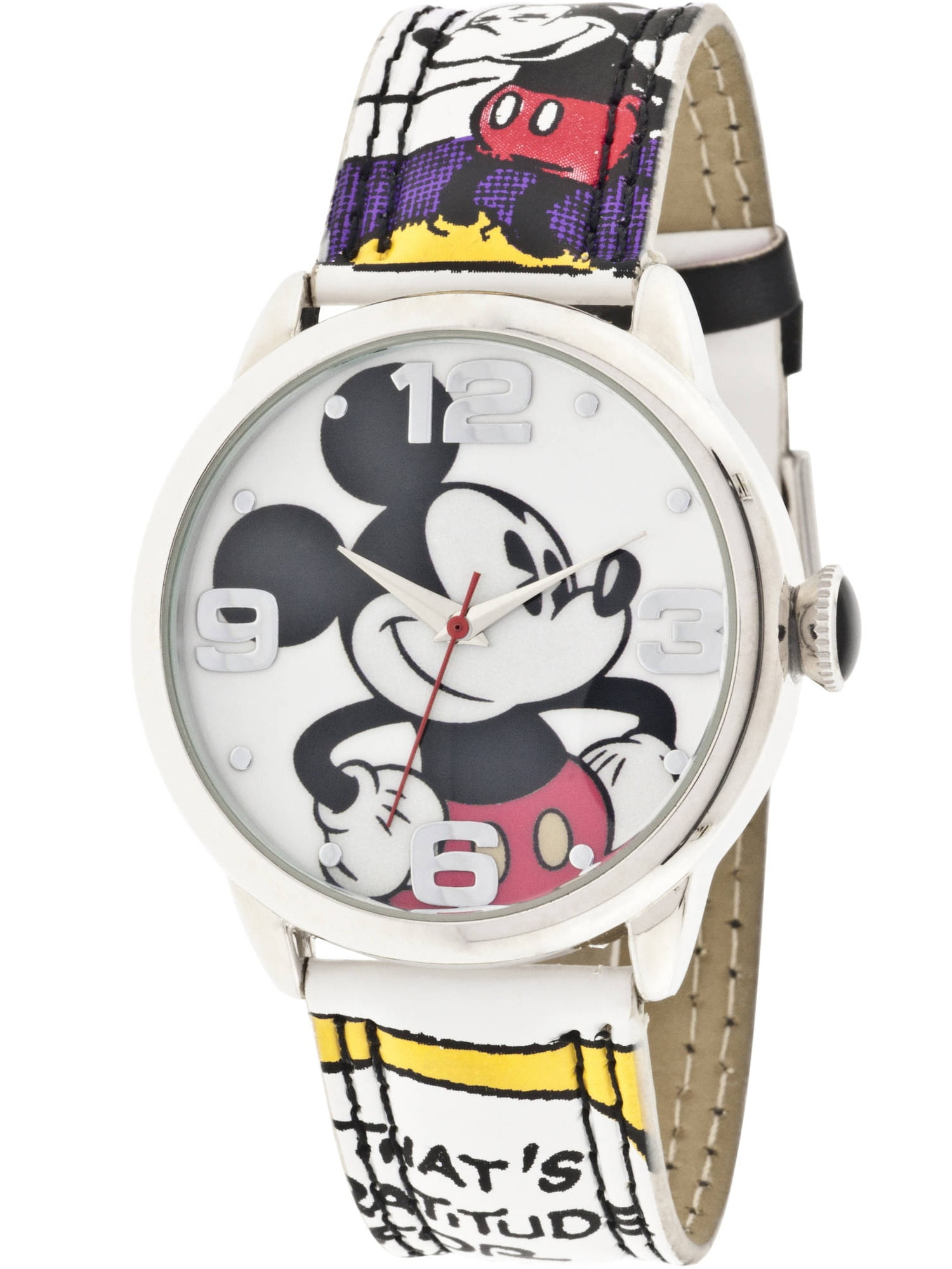 Mickey Mouse Silver Metal Case Character-Printed Dial Analog Watch ...