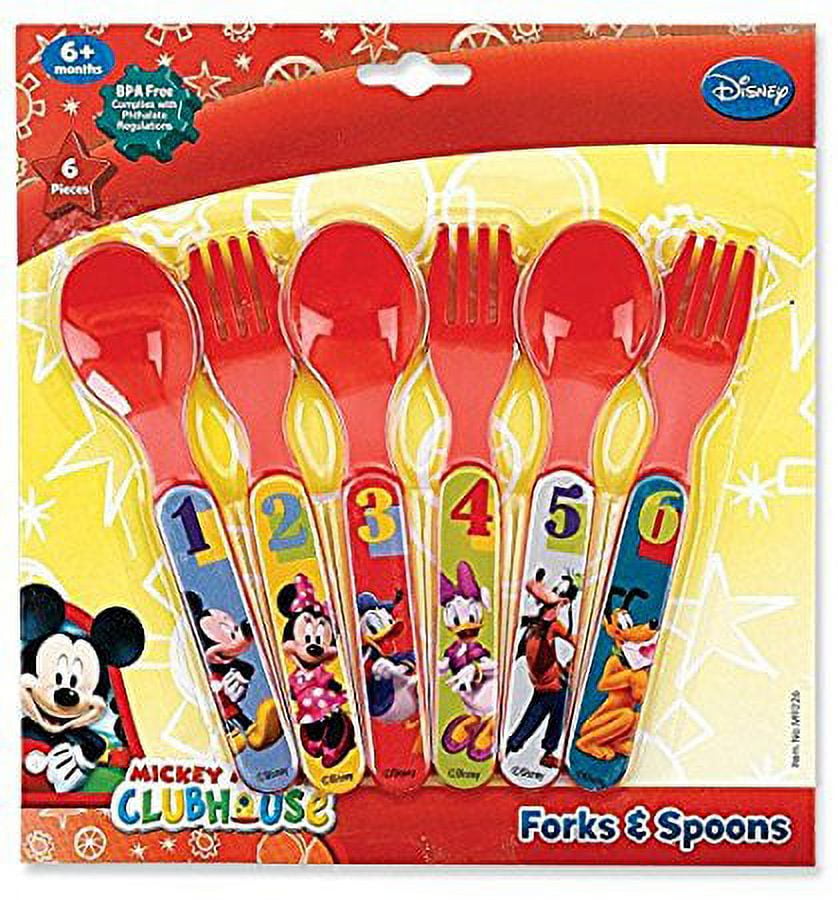 Disney Mickey Mouse Fork and Spoon Set, 6 Pieces, For Babies 6+ Months ...