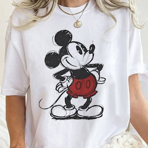 Mickey Mouse Sketch Shirt, Vintage Classic Mickey Shirt, Mickey Mouse ...