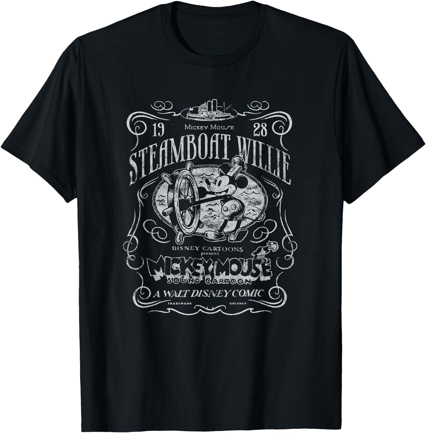 Mickey Mouse Steamboat Willie Poster Homage 1928 DTG Print Unisex T ...