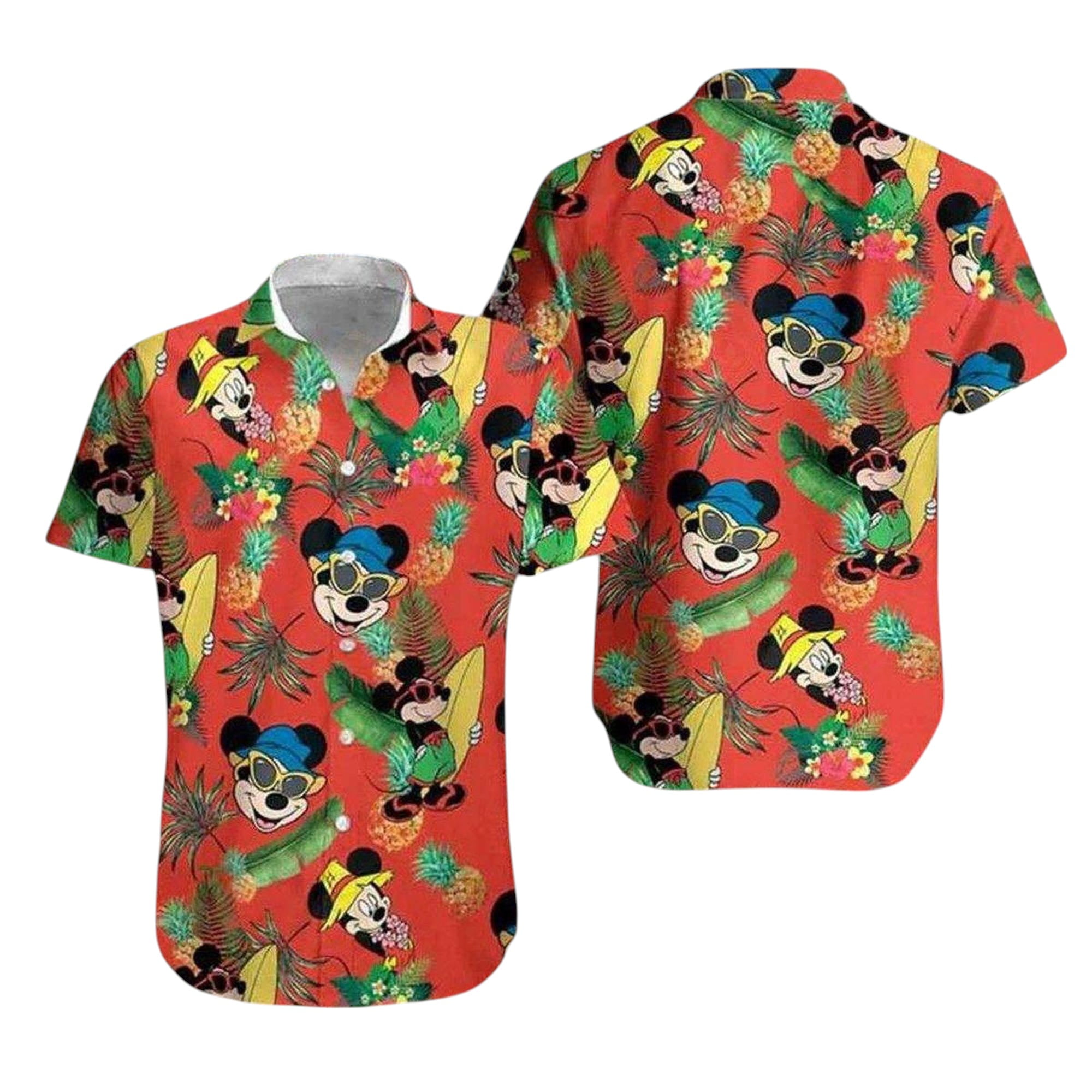 Mickey Mouse Summer Hawaiian Shirt Surf Pineapple Tropical - Walmart.com