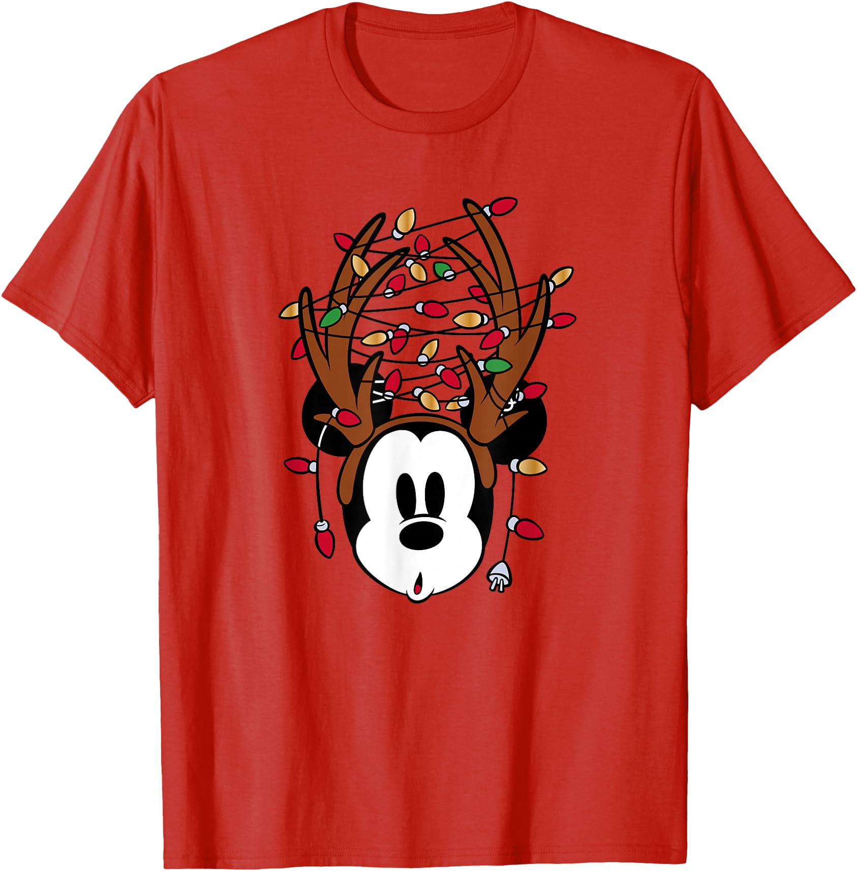 Mickey Mouse Tangled Holiday Christmas DTG Print Unisex T-Shirt,Red ...