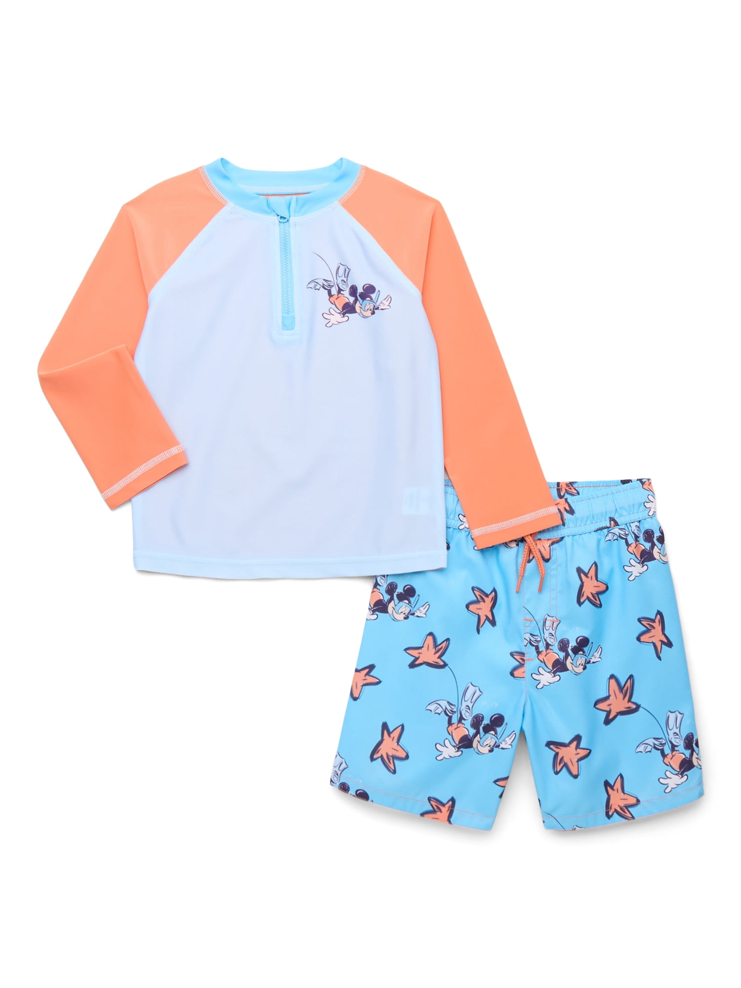 Character Toddler Boy Zip Rash Guard and Swim Shorts Set, 2-Piece ...