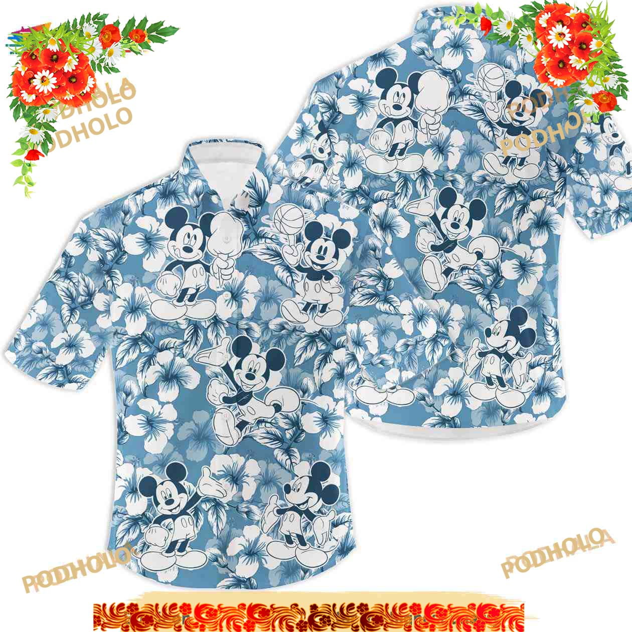 Mickey Mouse Tropical Hawaiian Shirt - Walmart.com