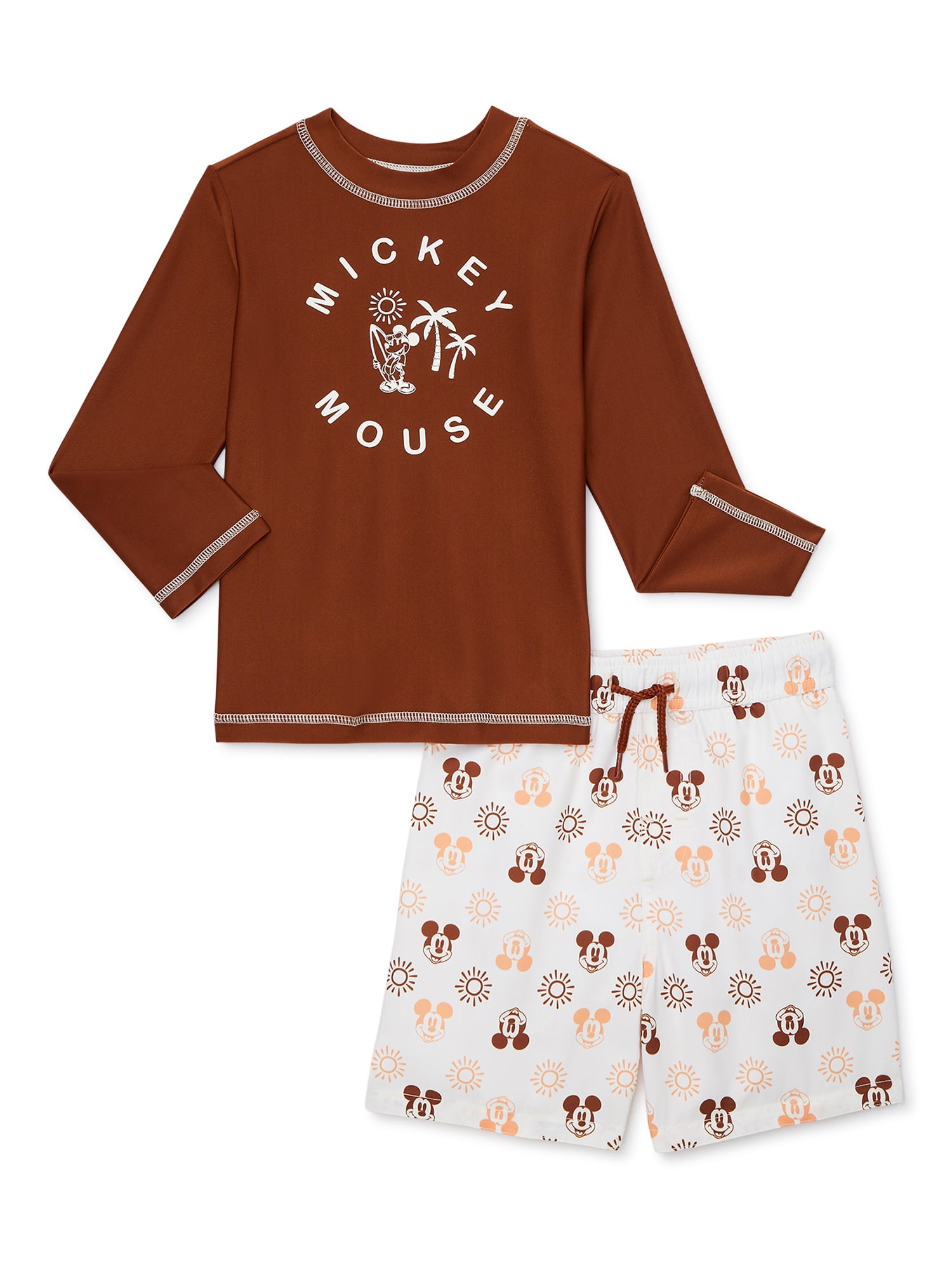Mickey Mouse UPF 50+ Long Sleeve Relaxed Fit Rashguard Swim Set (Boy's ...