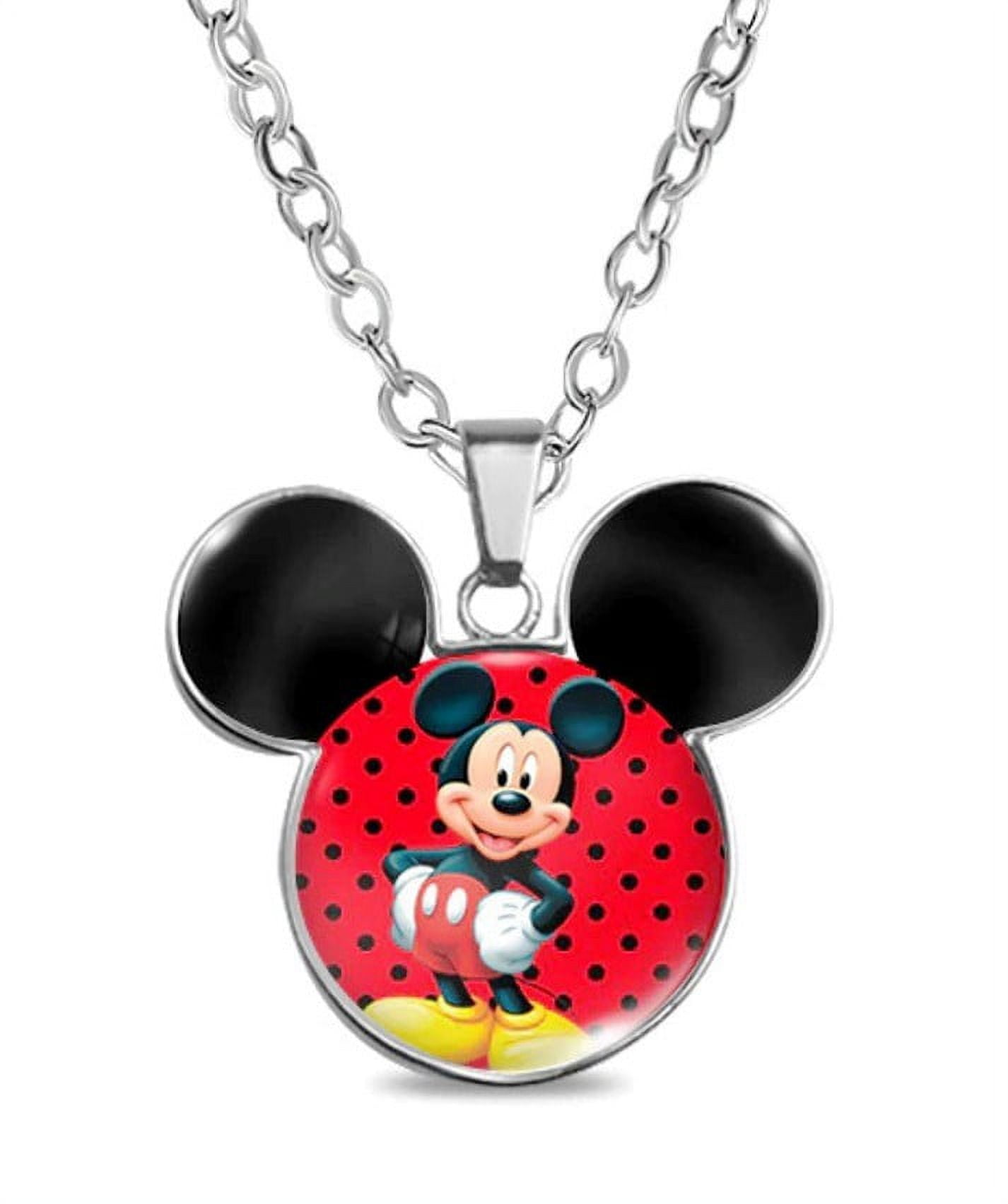 Mickey Mouse With Ears Cartoon Character Glass Domed Metal Pendant ...
