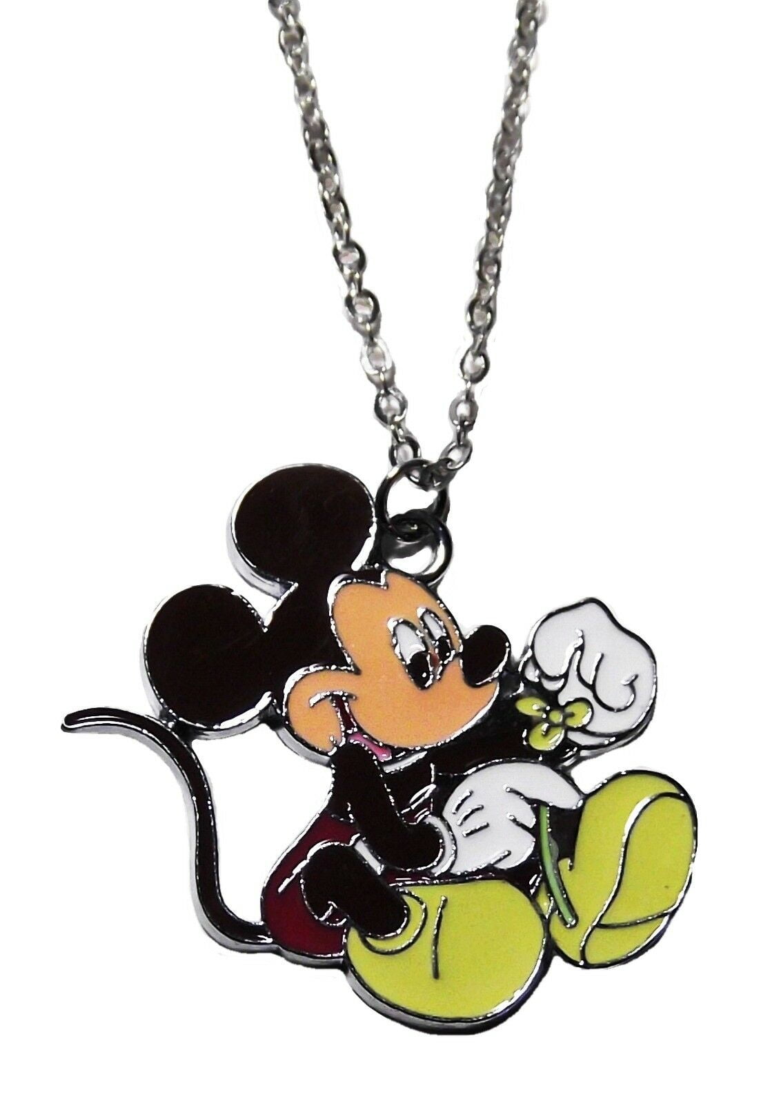 Mickey Mouse With Flower Metal/Enamel Pendant on 20" Chain - Walmart.com