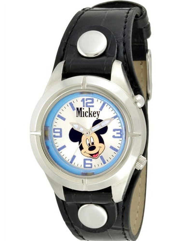 Mickey Mouse With Light Black Leather Band Watch MCK534 - Walmart.com