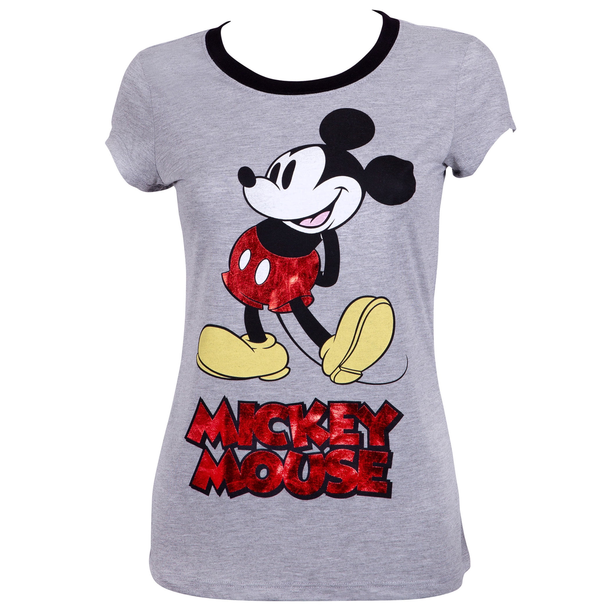 Mickey Mouse Women's Grey Red Foil T-Shirt-Medium - Walmart.com