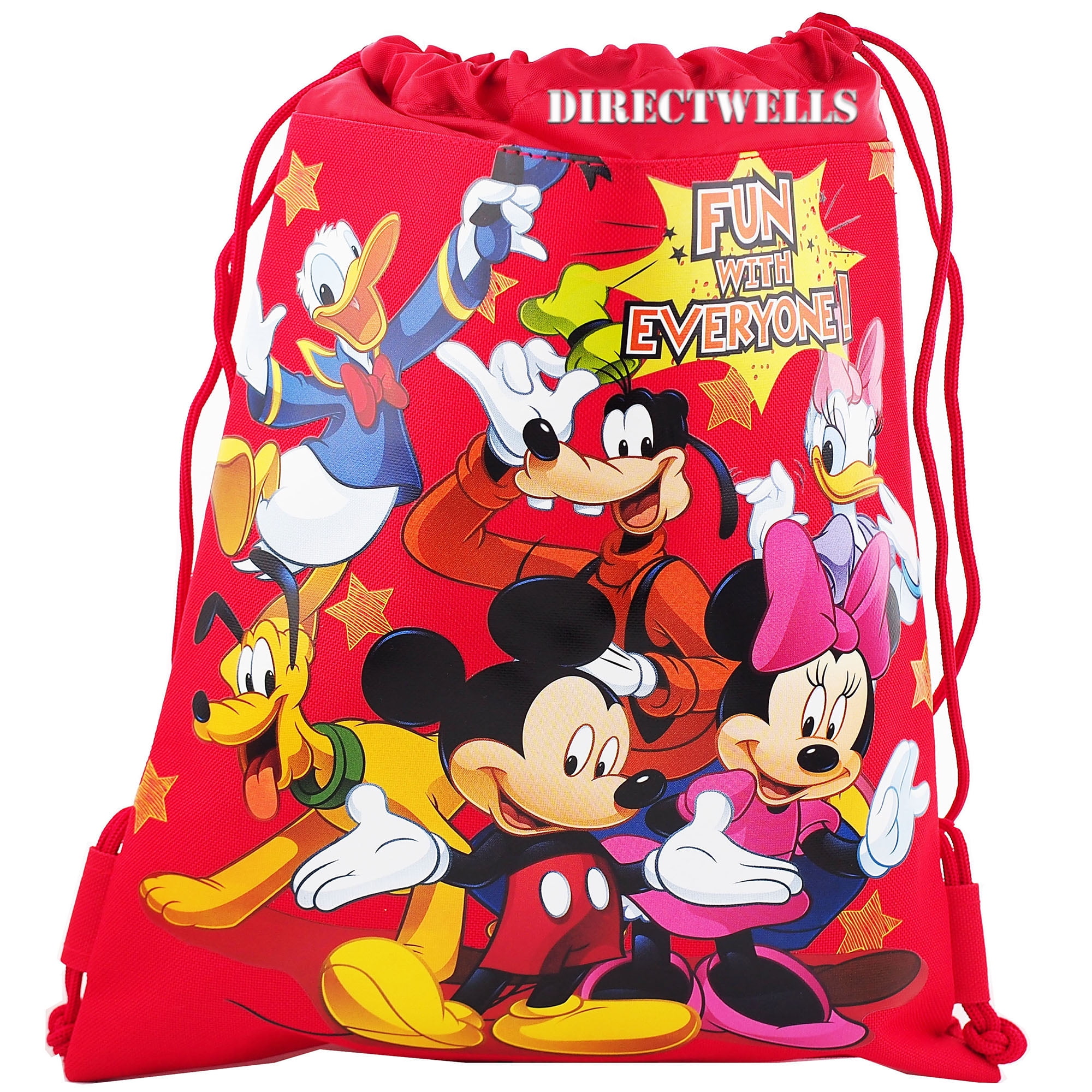 Mickey Mouse and Friends Character Licensed Red Drawstring Bag ...