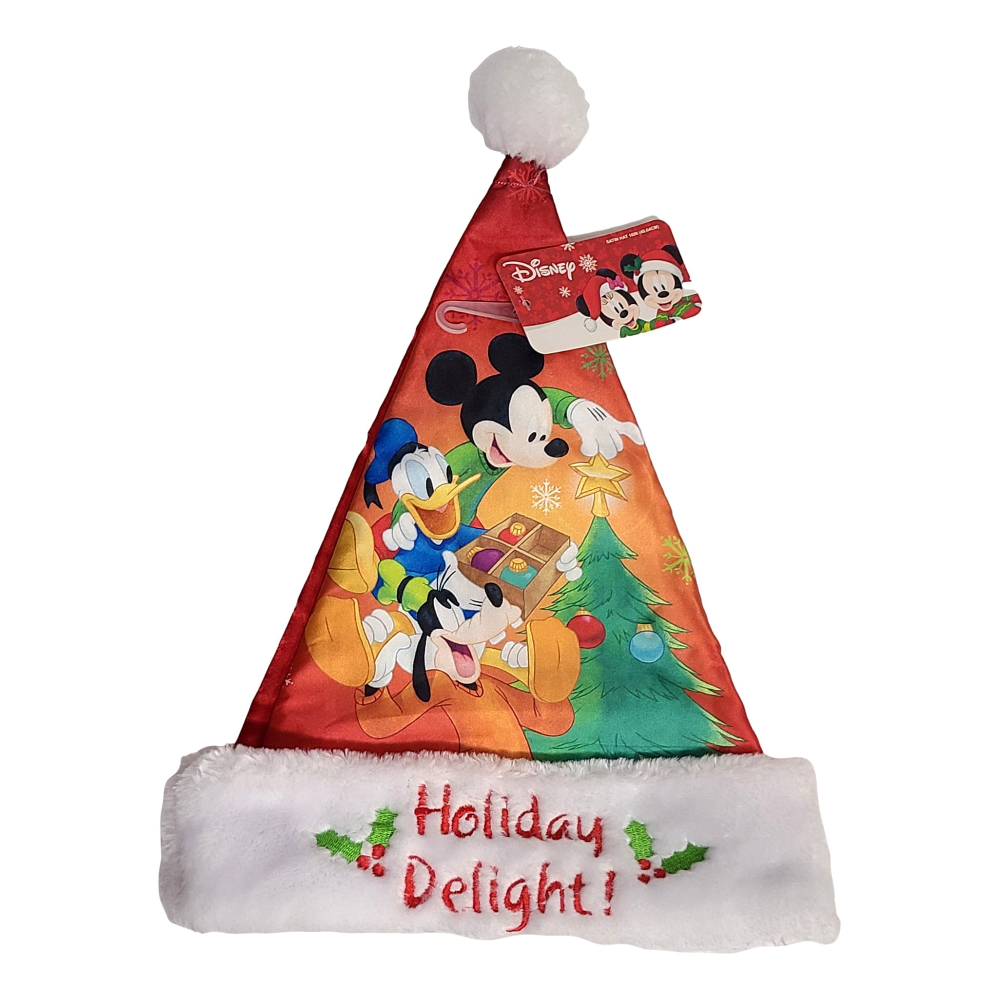 Mickey Mouse and Friends Christmas Santa Hat (16 in Red) Satin Feel ...