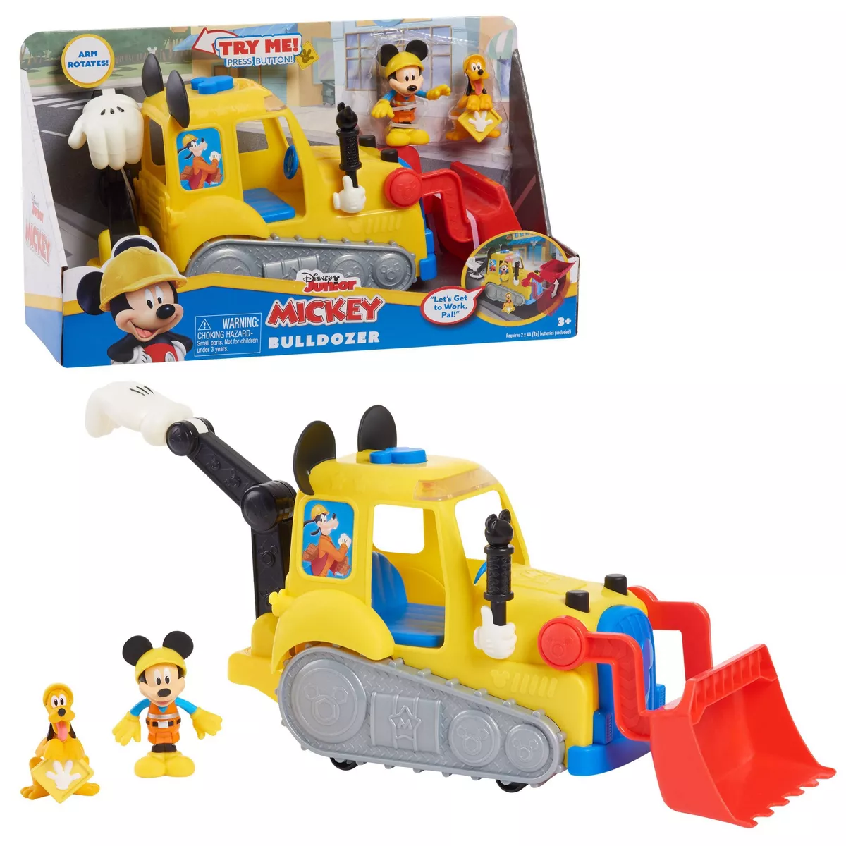 Disney Junior Mickey Mouse Bulldozer Construction Toy Set with Figures ...