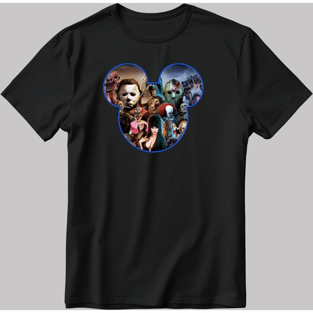 Mickey Mouse silhouette, spooky characters Short Sleeve Men's / Women's T Shirt E010 - Walmart.com