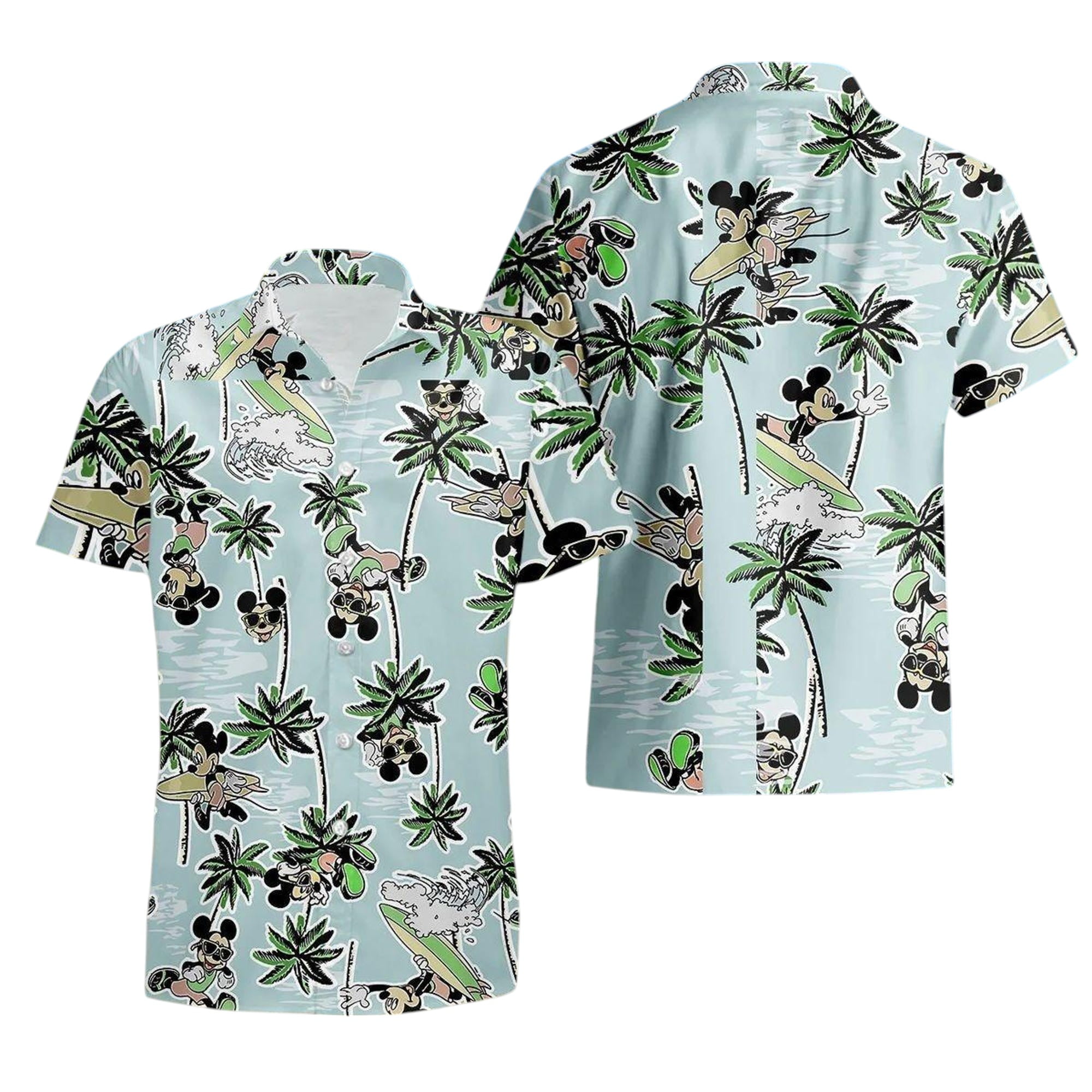 Mickey Palm Tree Hawaiian Shirt Summer Surf Disney Top - Walmart.com