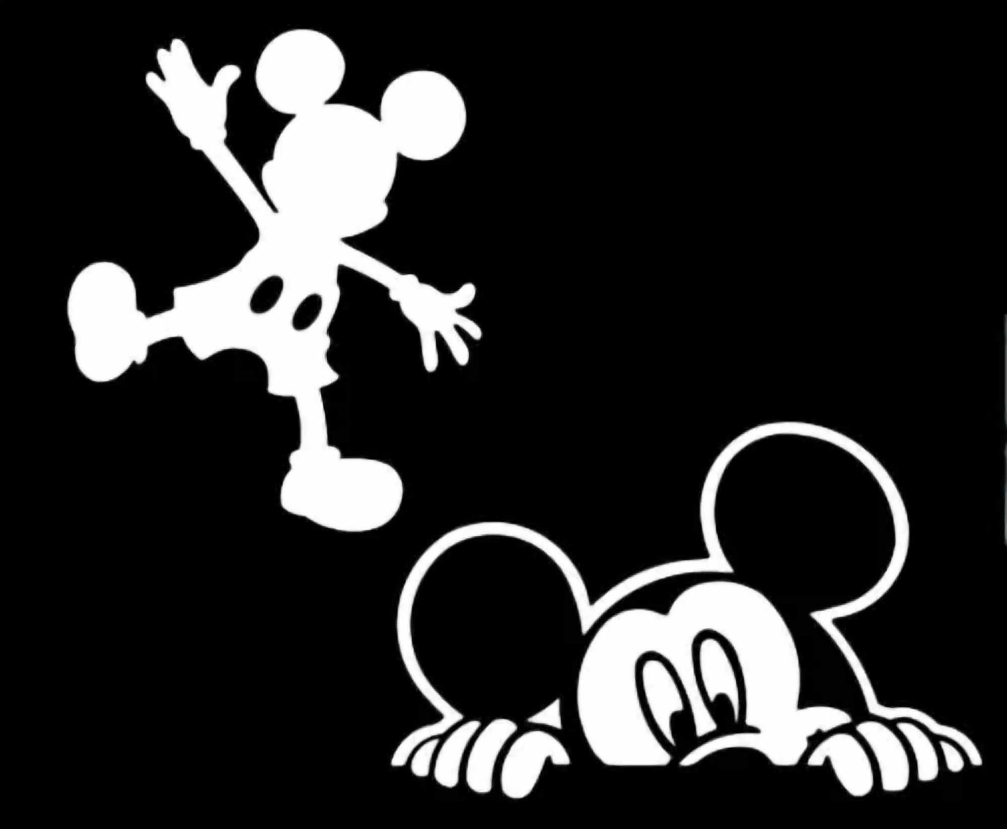 Mickey Peeking & Mickey Splat Two 5" White Vinyl Decals Car Truck ...