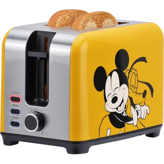 Mickey & Pluto 2-Slice Toaster with Wide Slots Toast Lift & Crumb Tray ...